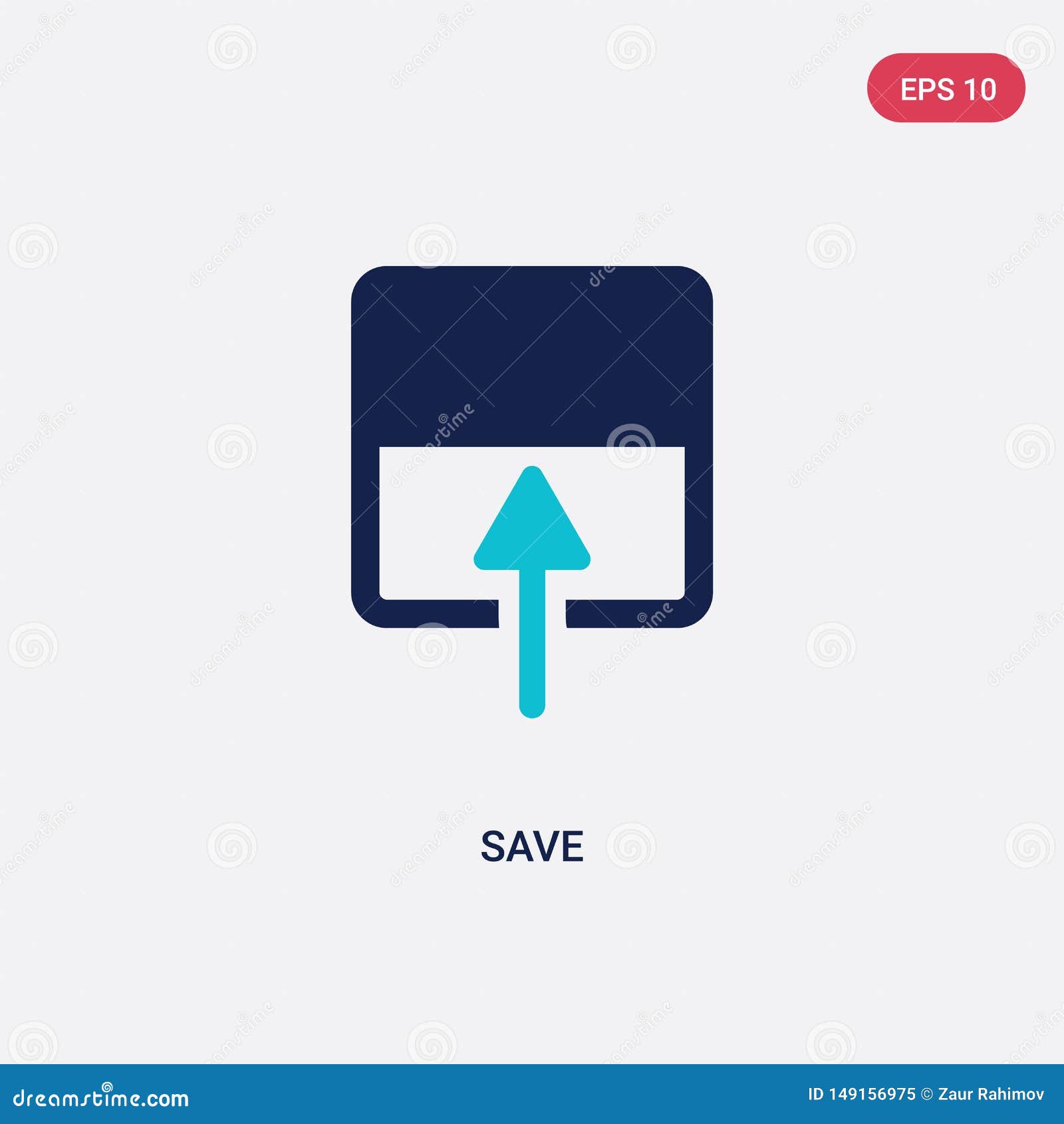 Two Color Save Vector Icon from Geometry Concept. Isolated Blue Save ...