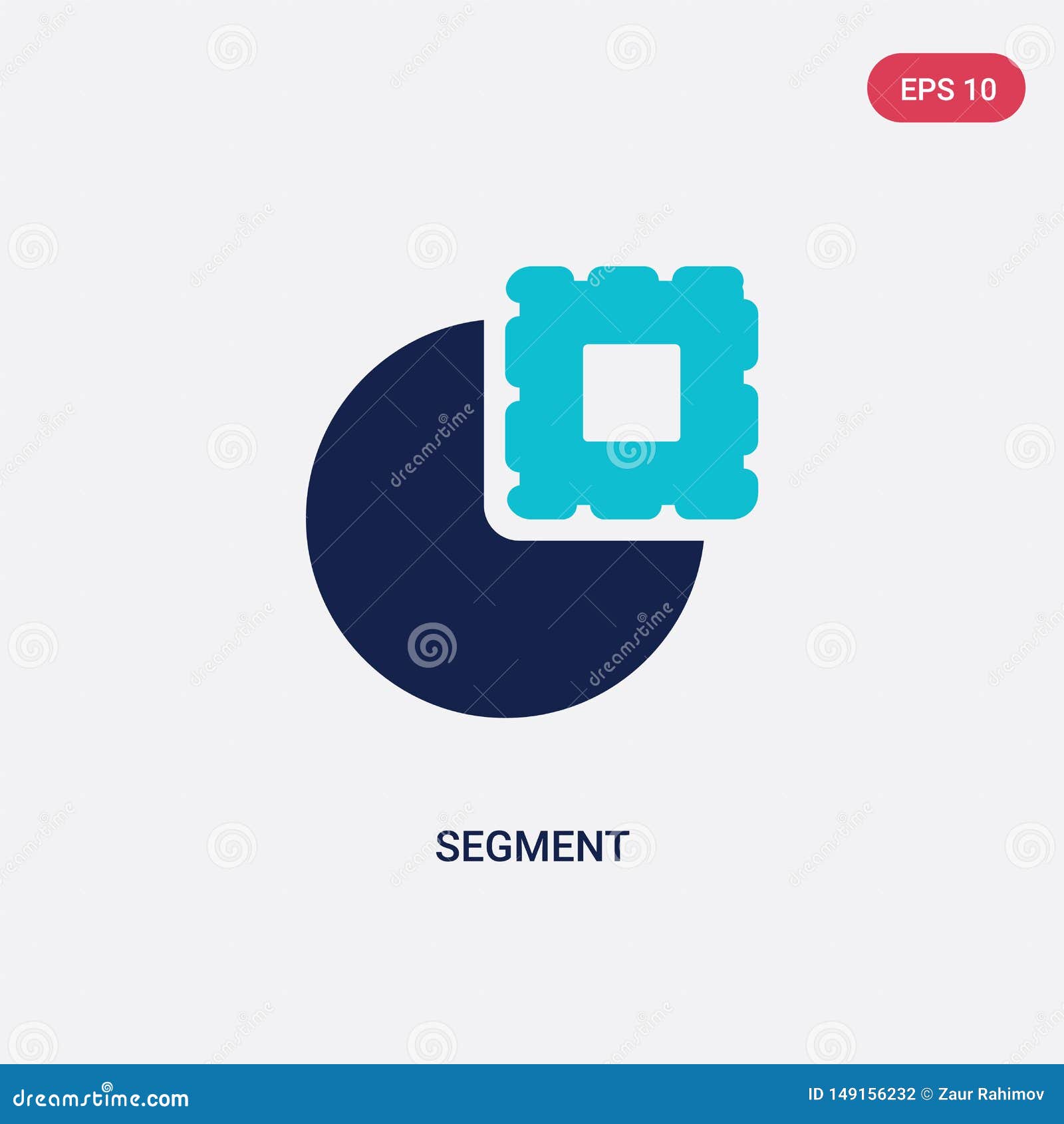 Two Color Segment Vector Icon from Geometry Concept. Isolated Blue ...