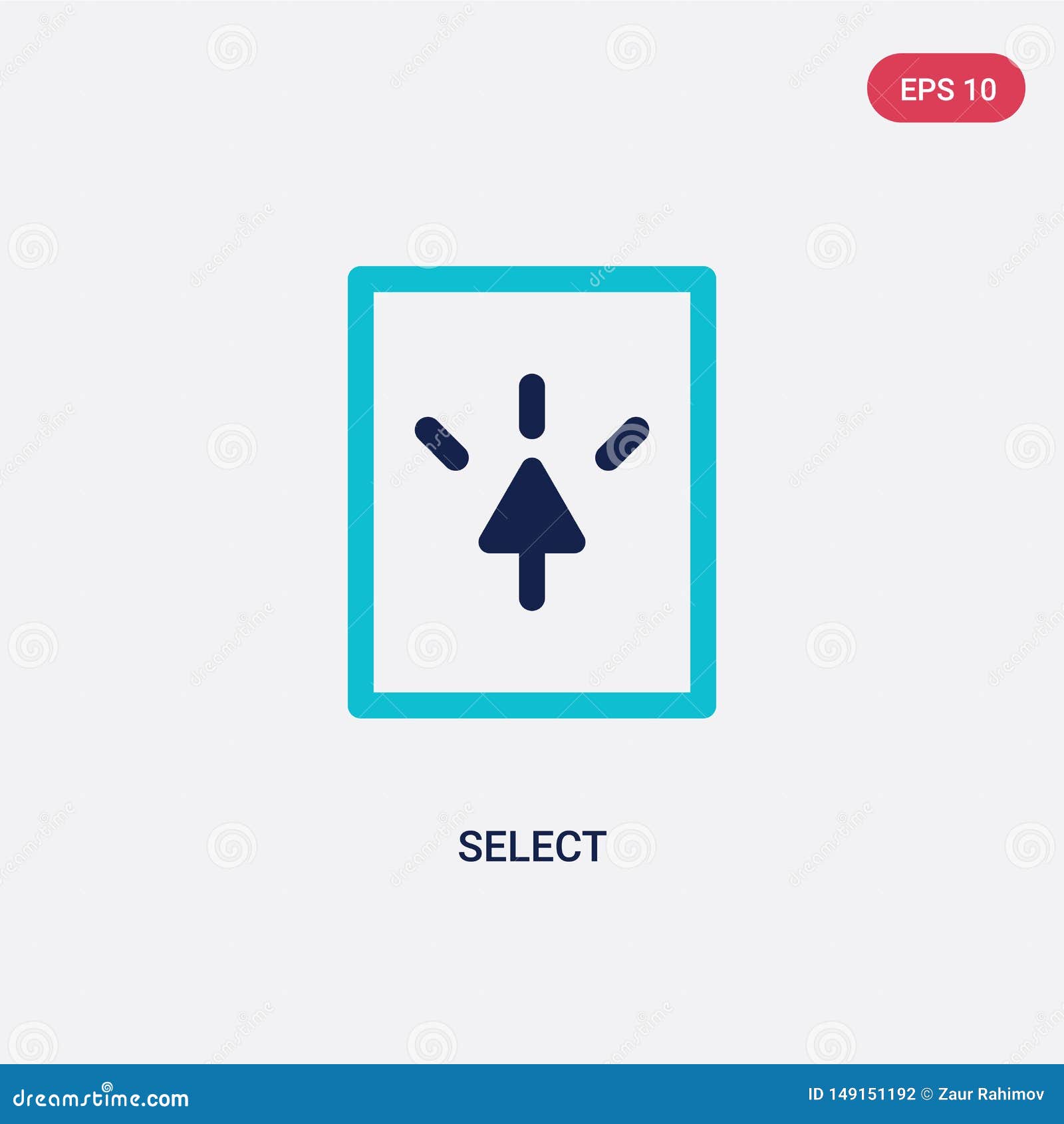 Two Color Select Vector Icon from Cursor Concept. Isolated Blue Select ...
