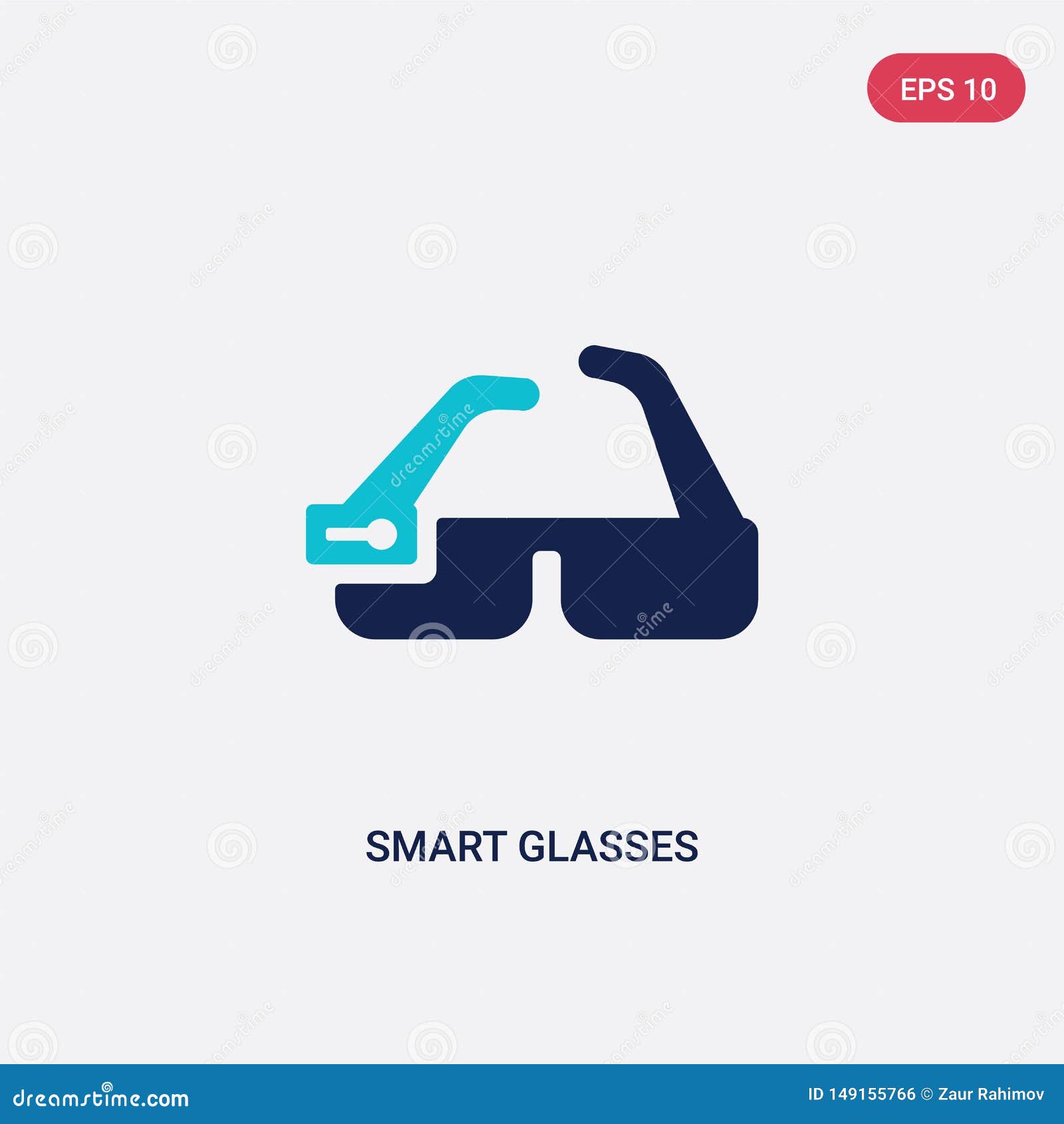Two Color Smart Glasses Vector Icon From Future Technology Concept Isolated Blue Smart Glasses