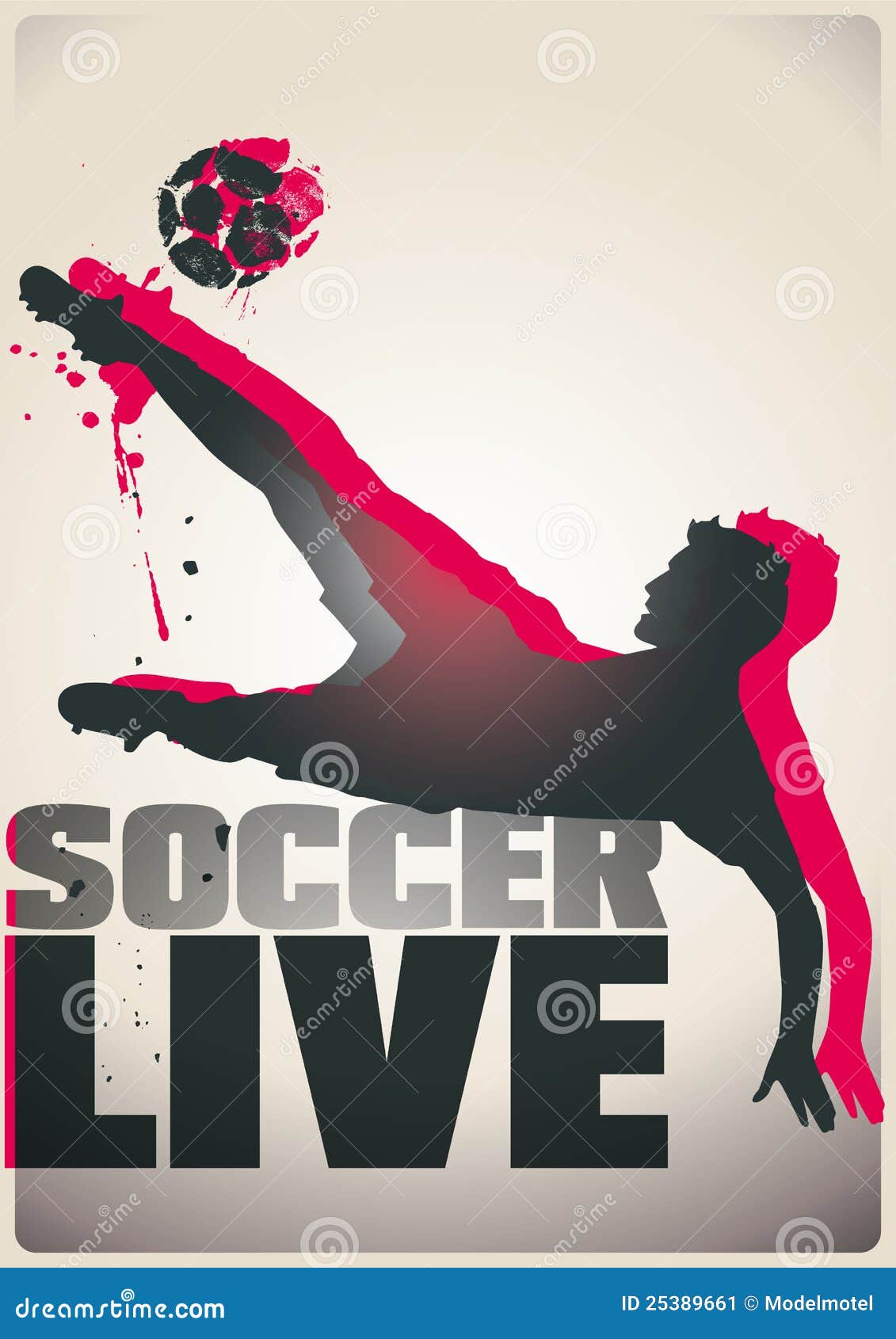 Two-color soccer poster stock illustration. Illustration of kicking ...
