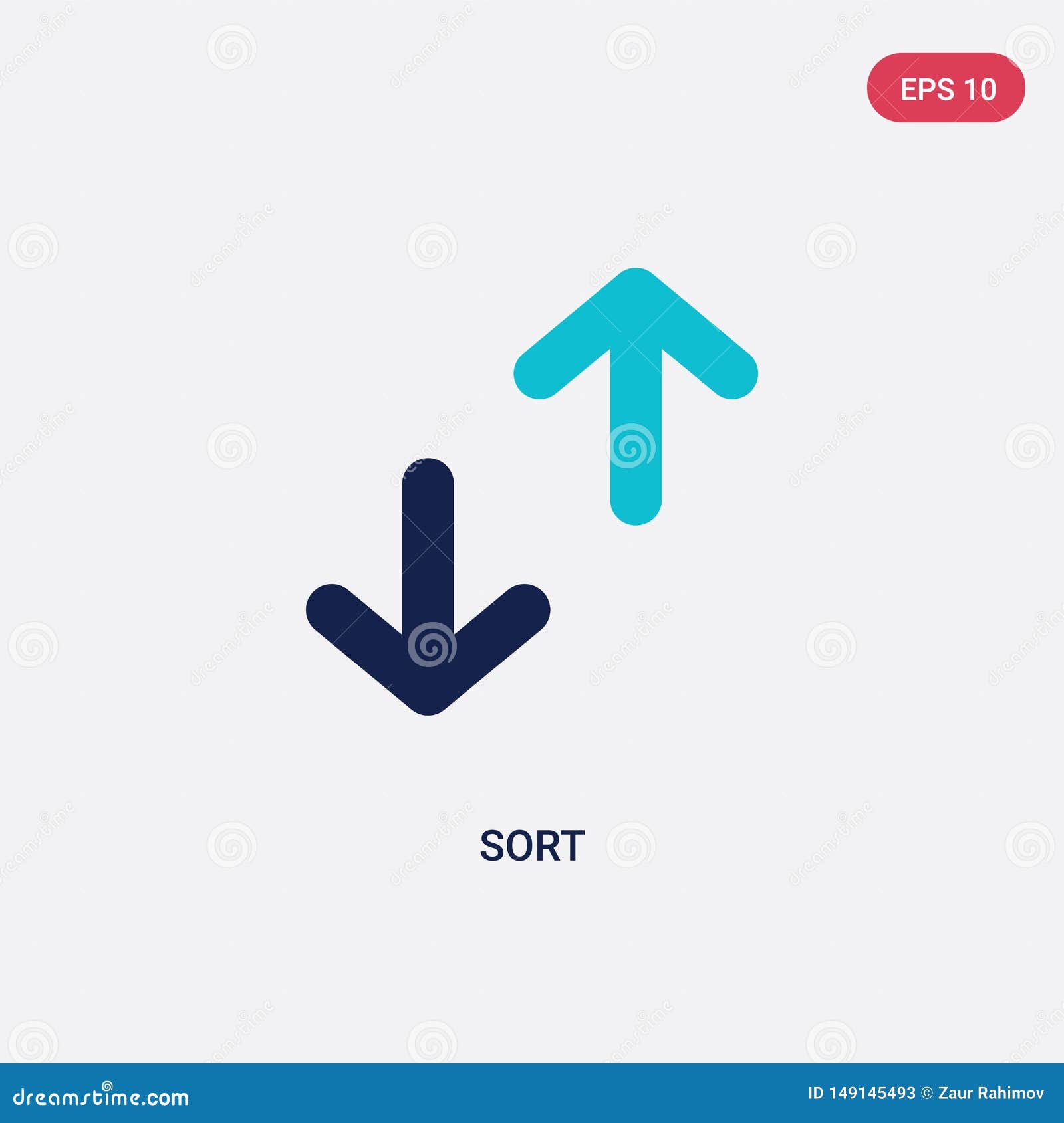 Two Color Sort Vector Icon from Arrows 2 Concept. Isolated Blue Sort ...