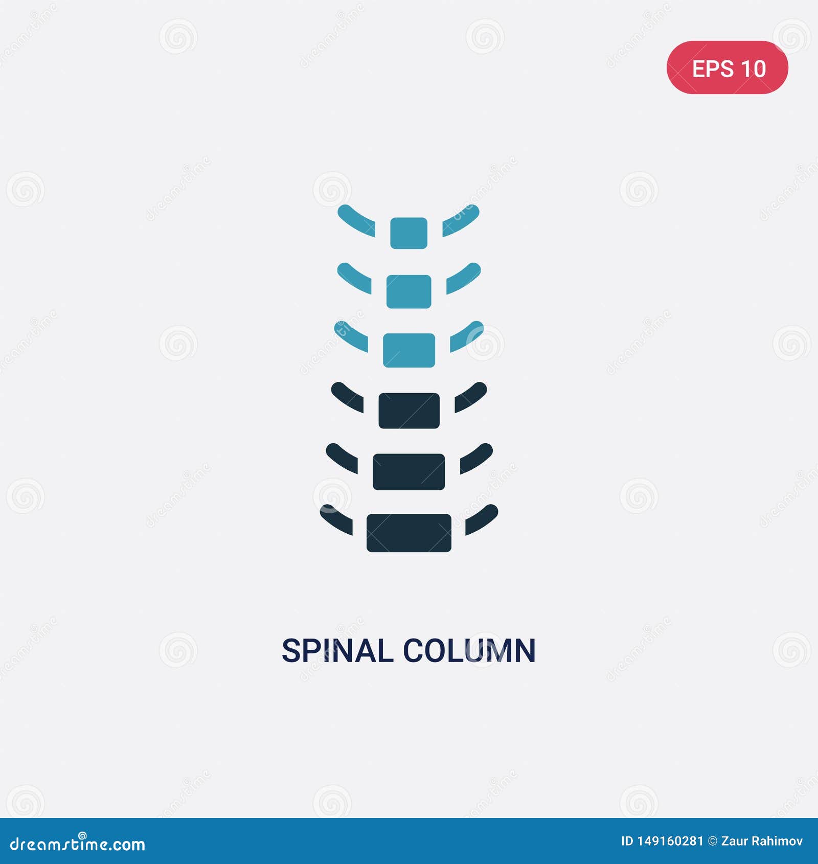 Two Color Spinal Column Vector Icon from Medical Concept. Isolated Blue ...