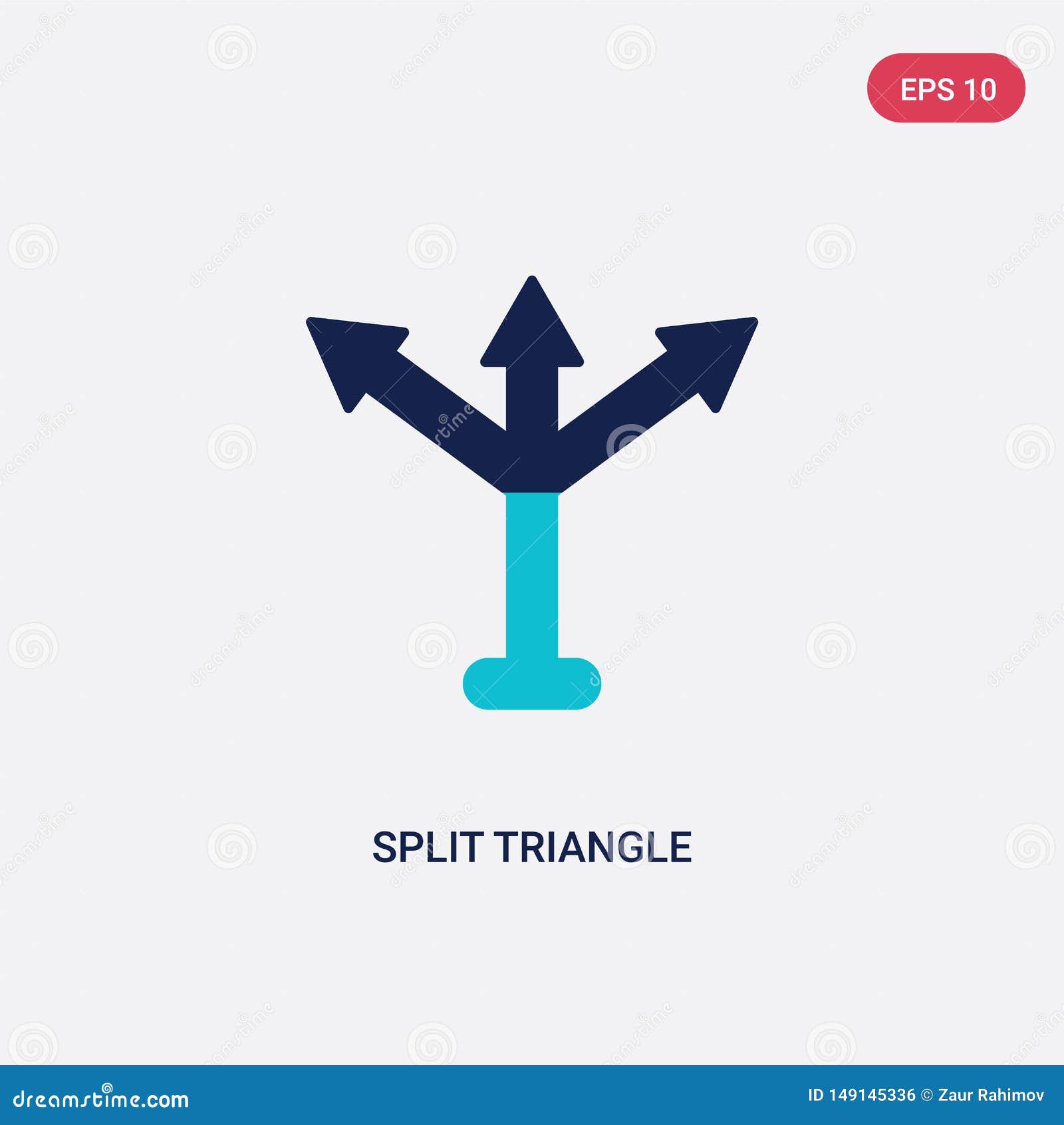 Two Color Split Triangle Vector Icon from Arrows Concept. Isolated Blue ...