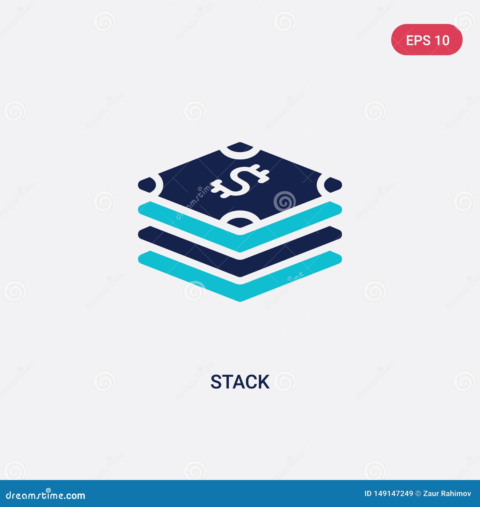 Two Color Stack Vector Icon from Business Concept. Isolated Blue Stack ...