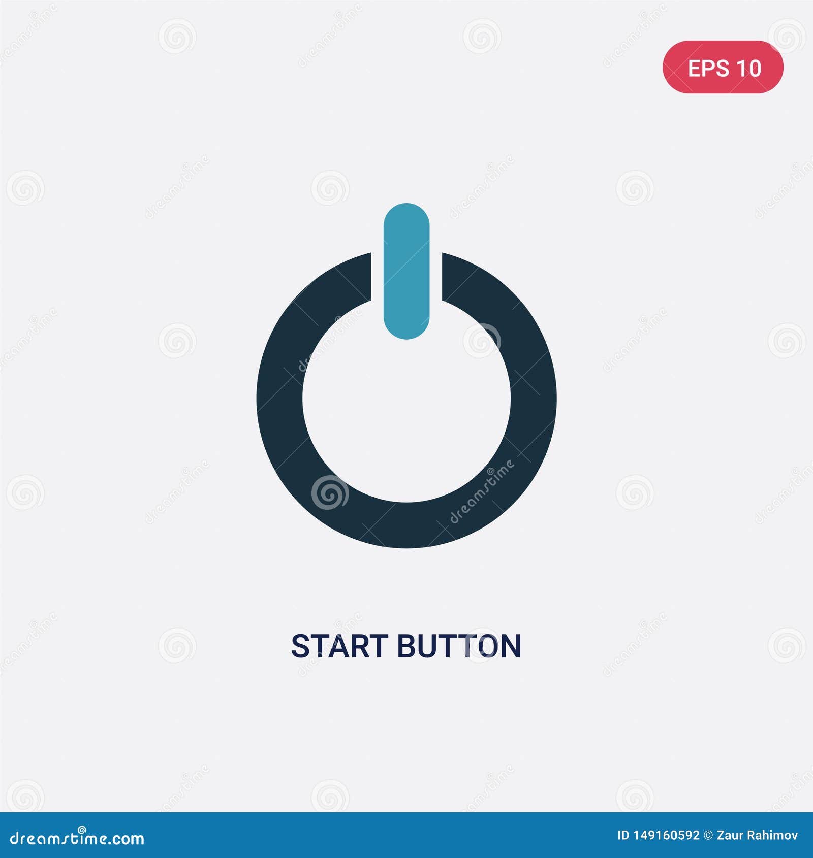 Two Color Start Button Vector Icon from Multimedia Concept. Isolated ...