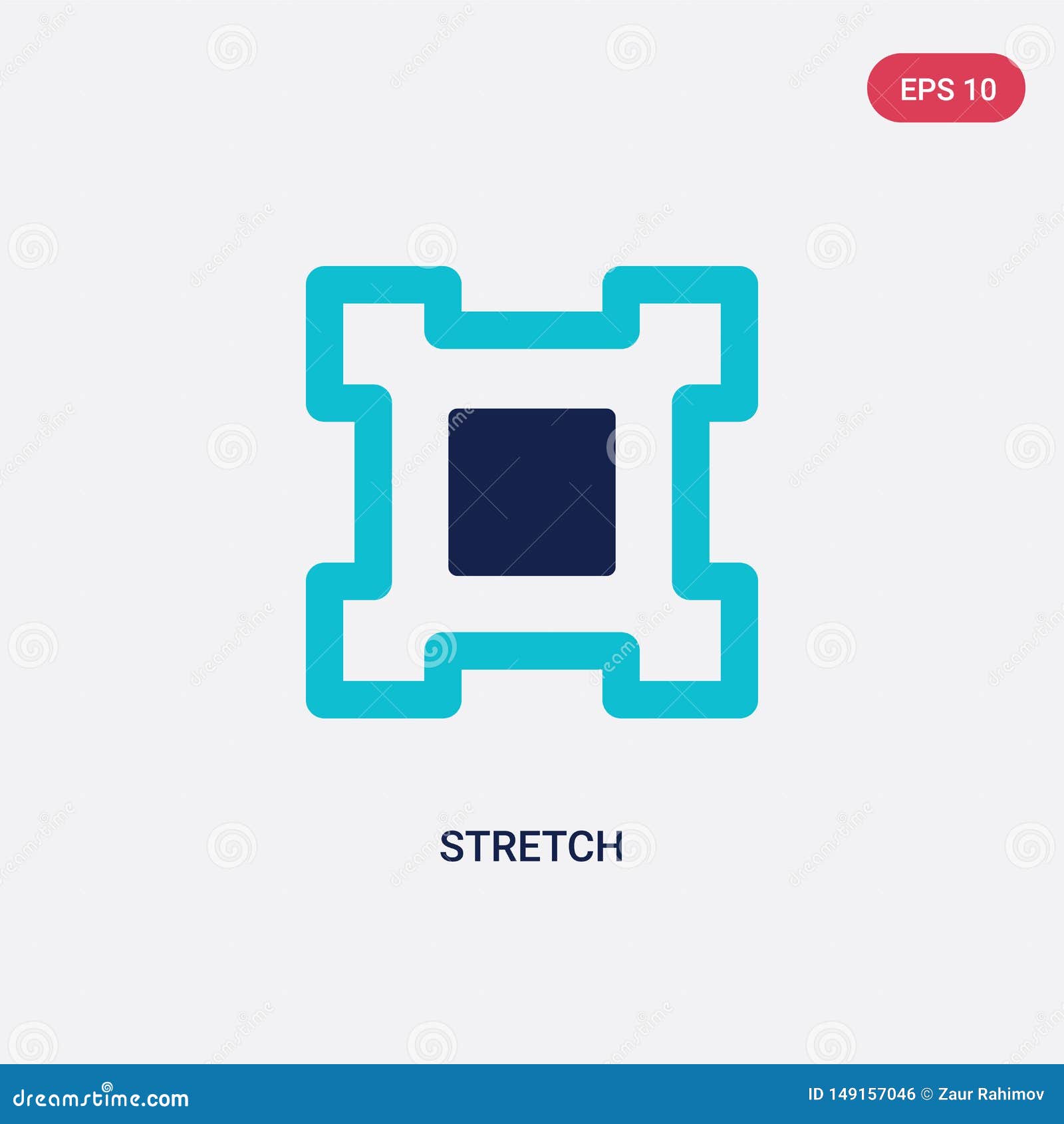 Two Color Stretch Vector Icon from Geometry Concept. Isolated Blue ...