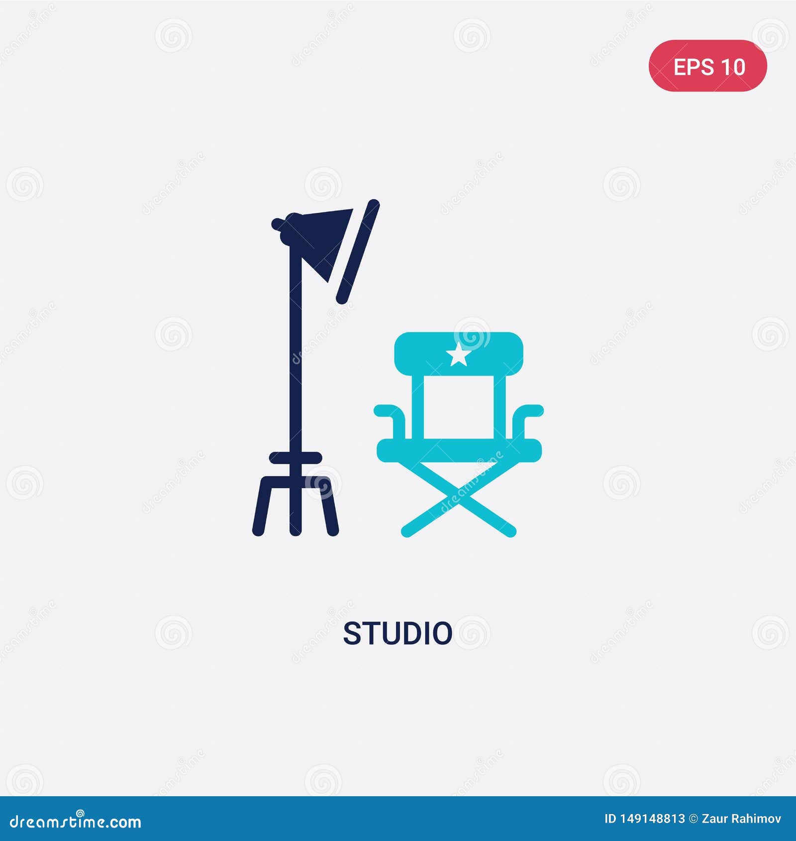 Two Color Studio Vector Icon from Cinema Concept. Isolated Blue Studio ...
