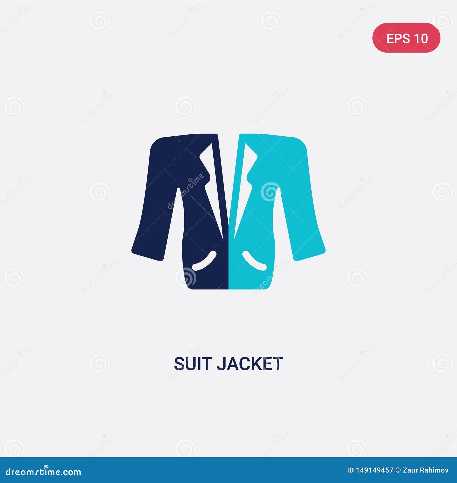 Two Color Suit Jacket Vector Icon from Clothes Concept. Isolated Blue ...
