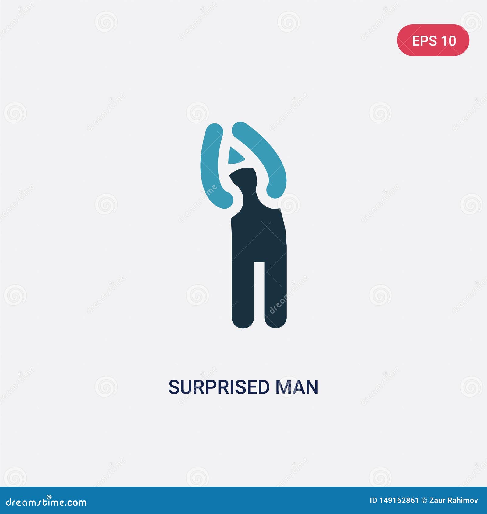 Two Color Surprised Man Vector Icon From People Concept Isolated Blue
