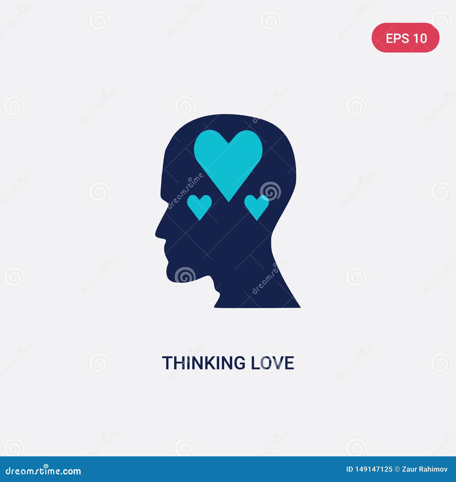 Two Color Thinking Love Vector Icon from Brain Process Concept ...