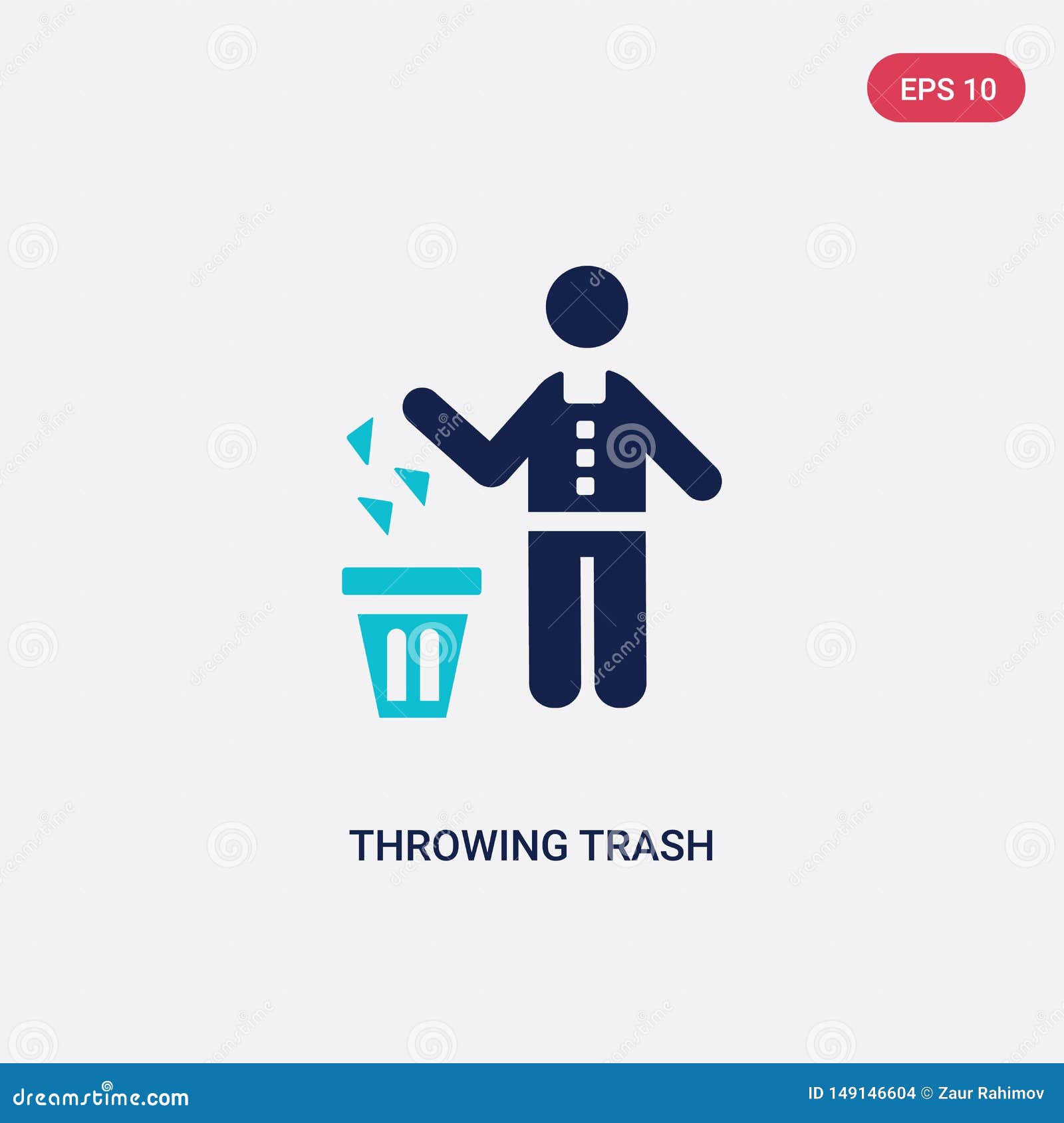 Two Color Throwing Trash Vector Icon from Behavior Concept. Isolated ...