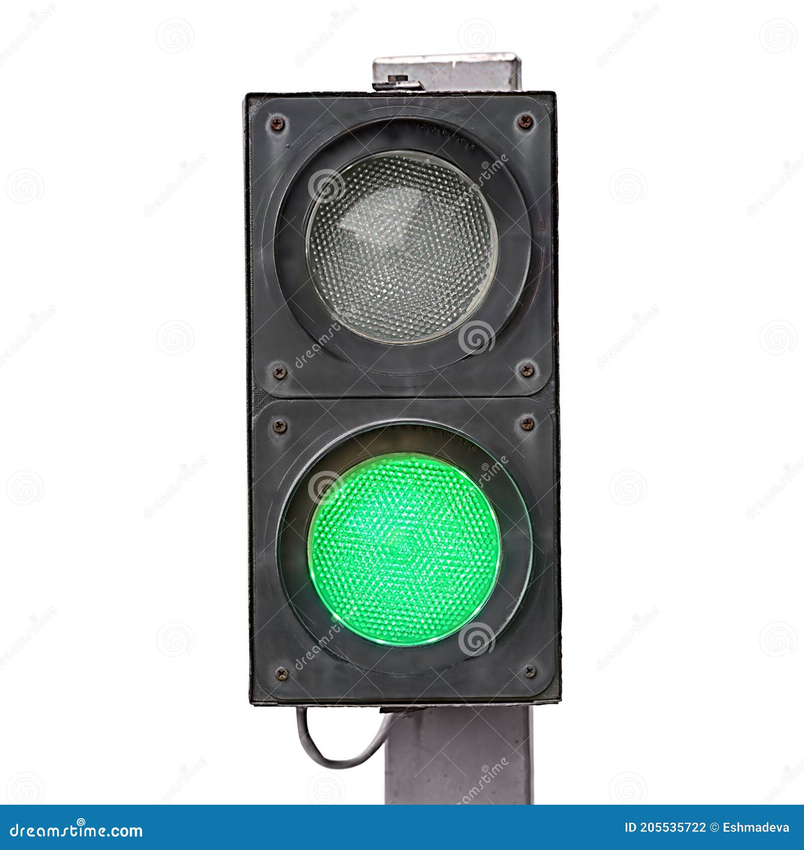 Two-color Traffic Light with Green Light on it Isolated Stock Photo ...