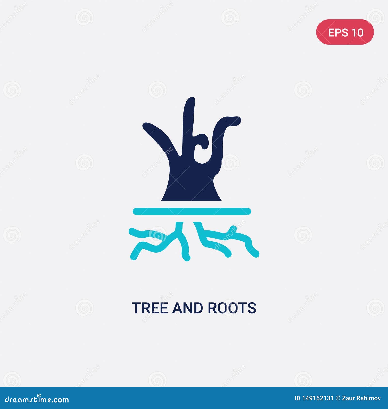 Two Color Tree and Roots Vector Icon from Ecology Concept. Isolated ...