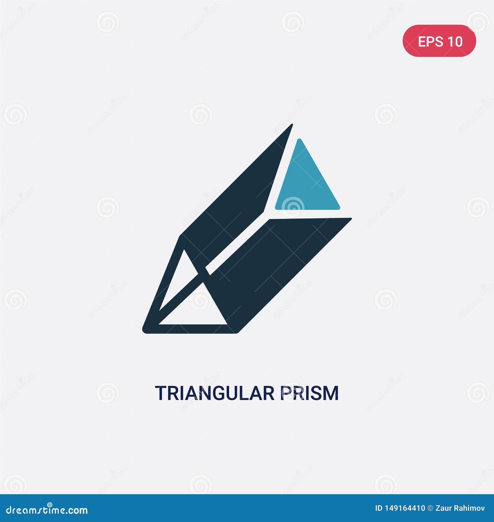 Two Color Triangular Prism Vector Icon from Shapes Concept. Isolated ...