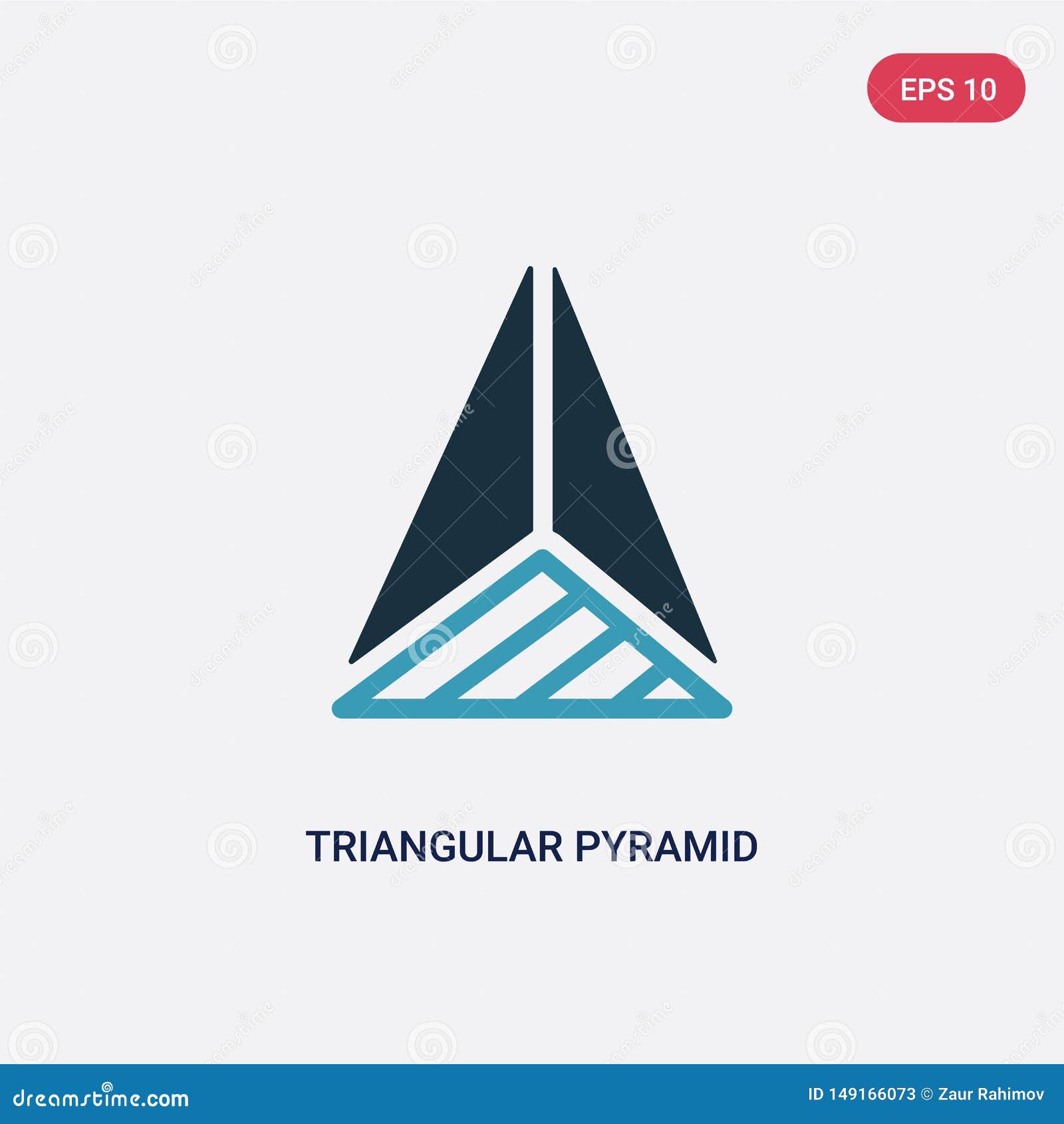 Two Color Triangular Pyramid from Top View Vector Icon from Shapes ...