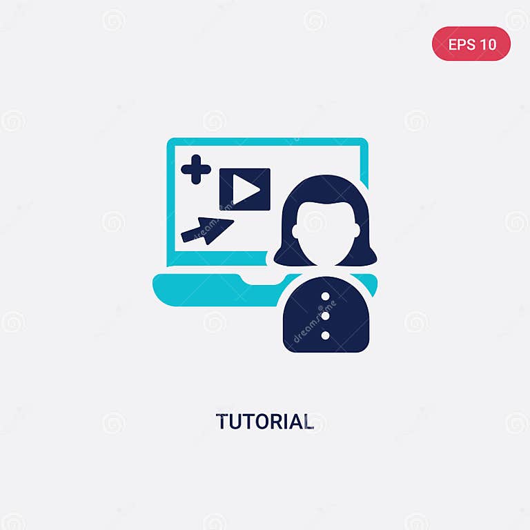 Two Color Tutorial Vector Icon from E-learning Concept. Isolated Blue ...