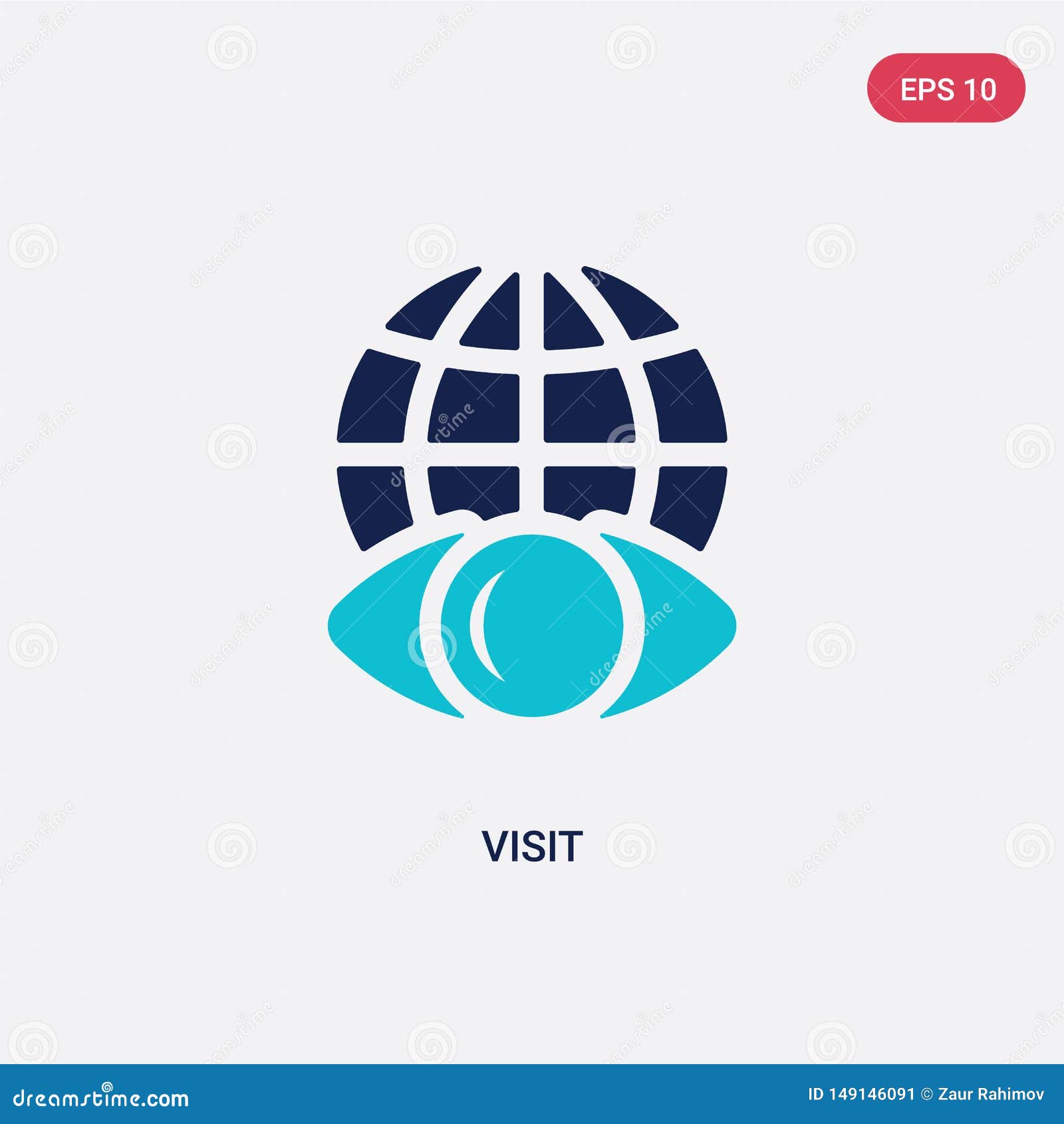 Two Color Visit Vector Icon from Big Data Concept. Isolated Blue Visit ...