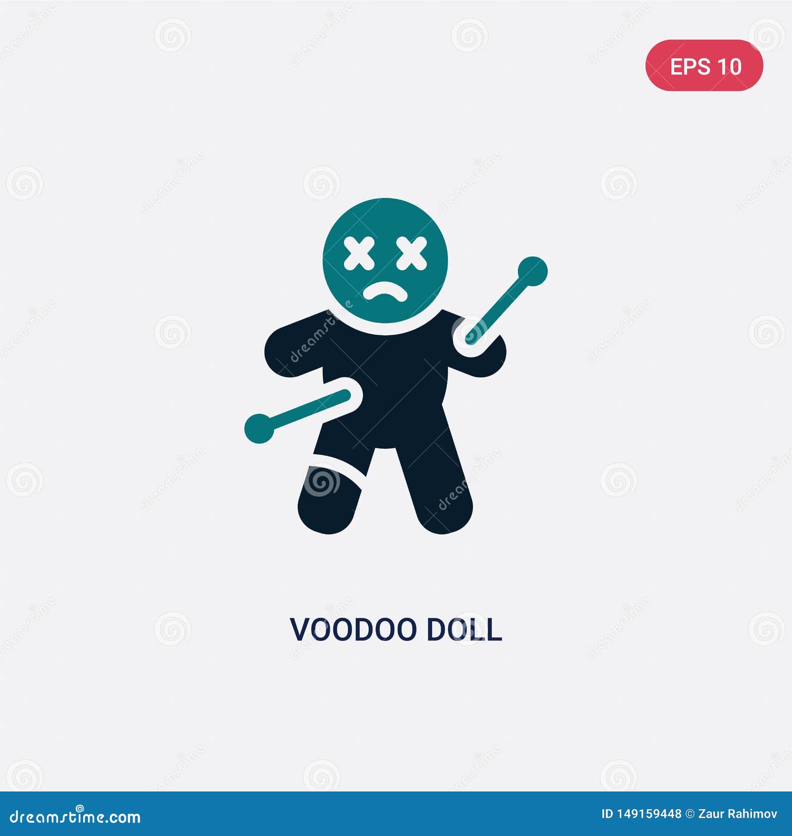 Two Color Voodoo Doll Vector Icon from Magic Concept. Isolated Blue ...