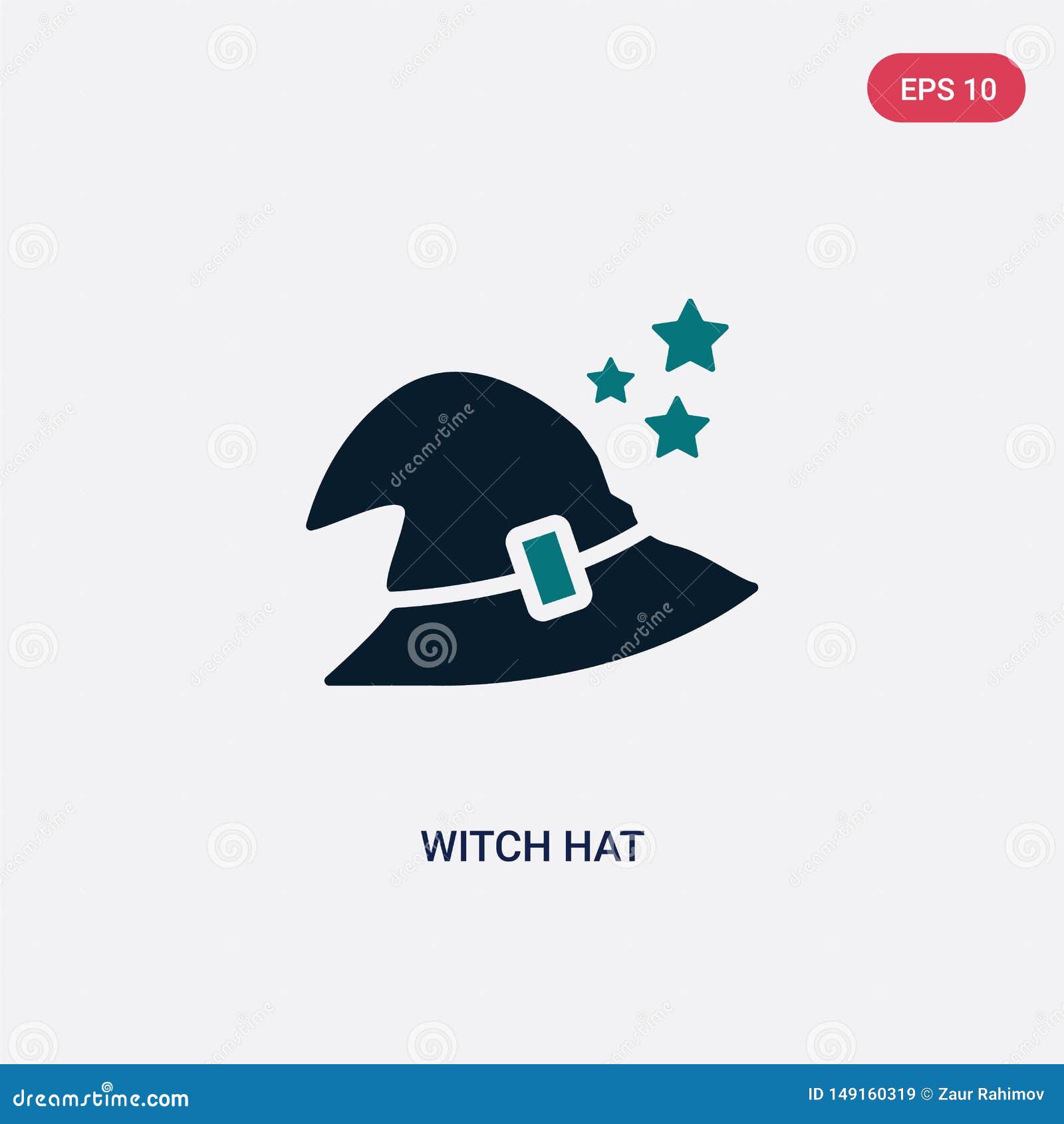 Two Color Witch Hat Vector Icon from Magic Concept. Isolated Blue Witch ...