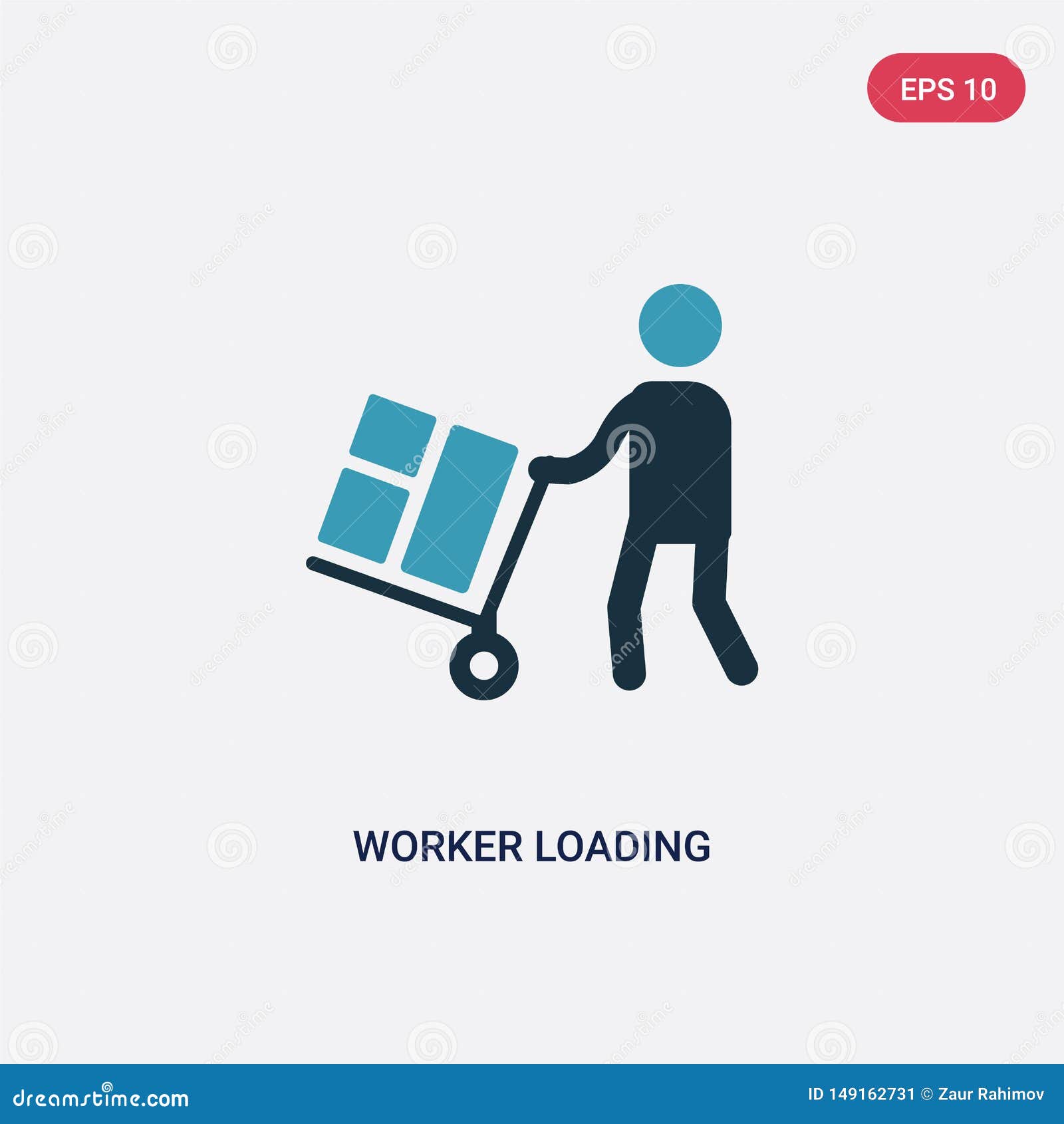 Two Color Worker Loading Vector Icon from People Concept. Isolated Blue ...