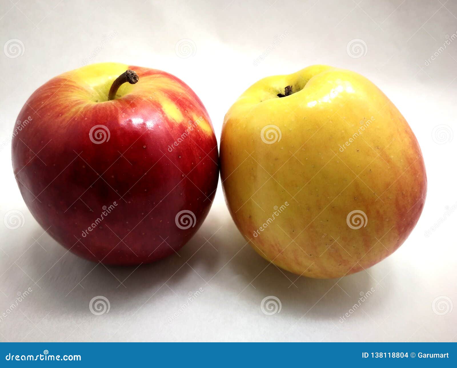 Two Colored Apples on White Stock Photo - Image of diet, vegetarian ...