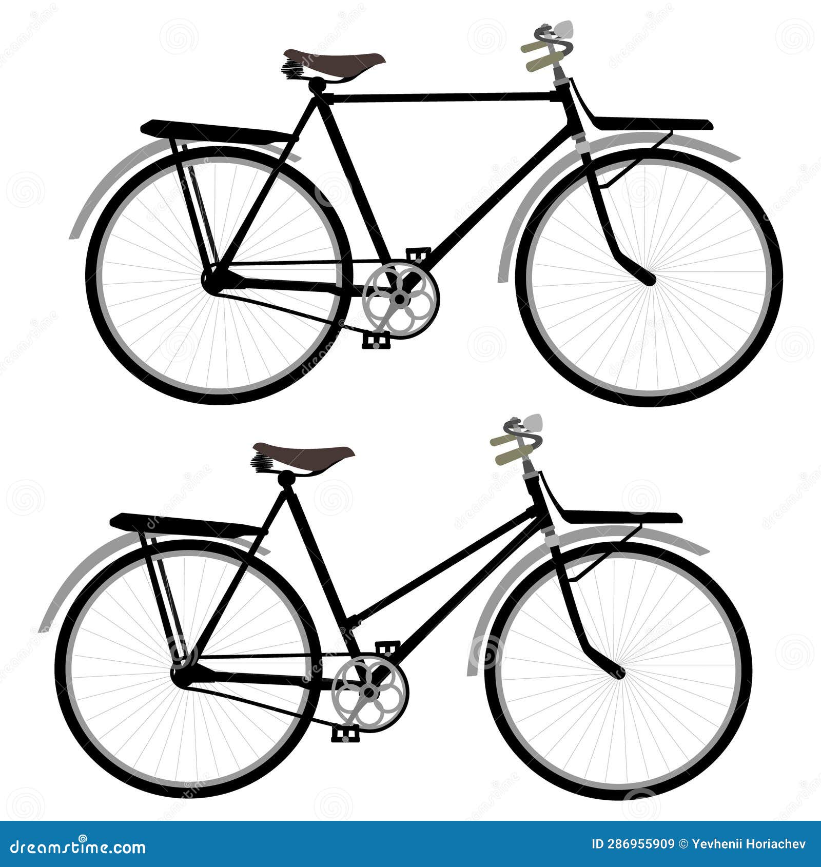 Two Colored Bicycles, Different Design. Stock Vector - Illustration of ...