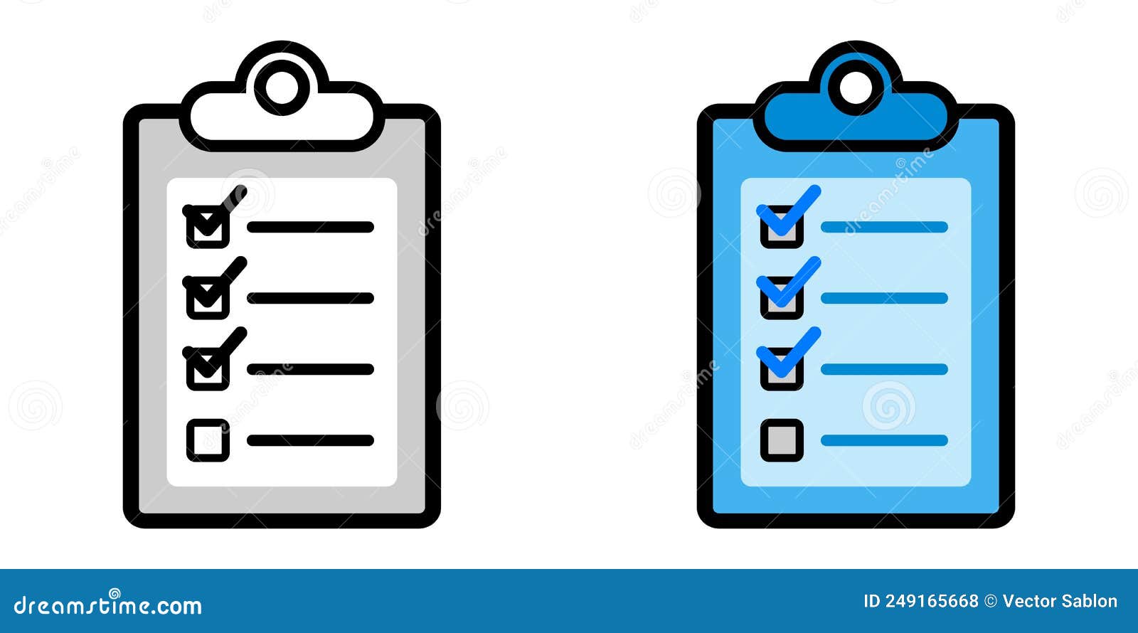 Two Colored and Black Checklists Cartoon Icon Stock Illustration ...
