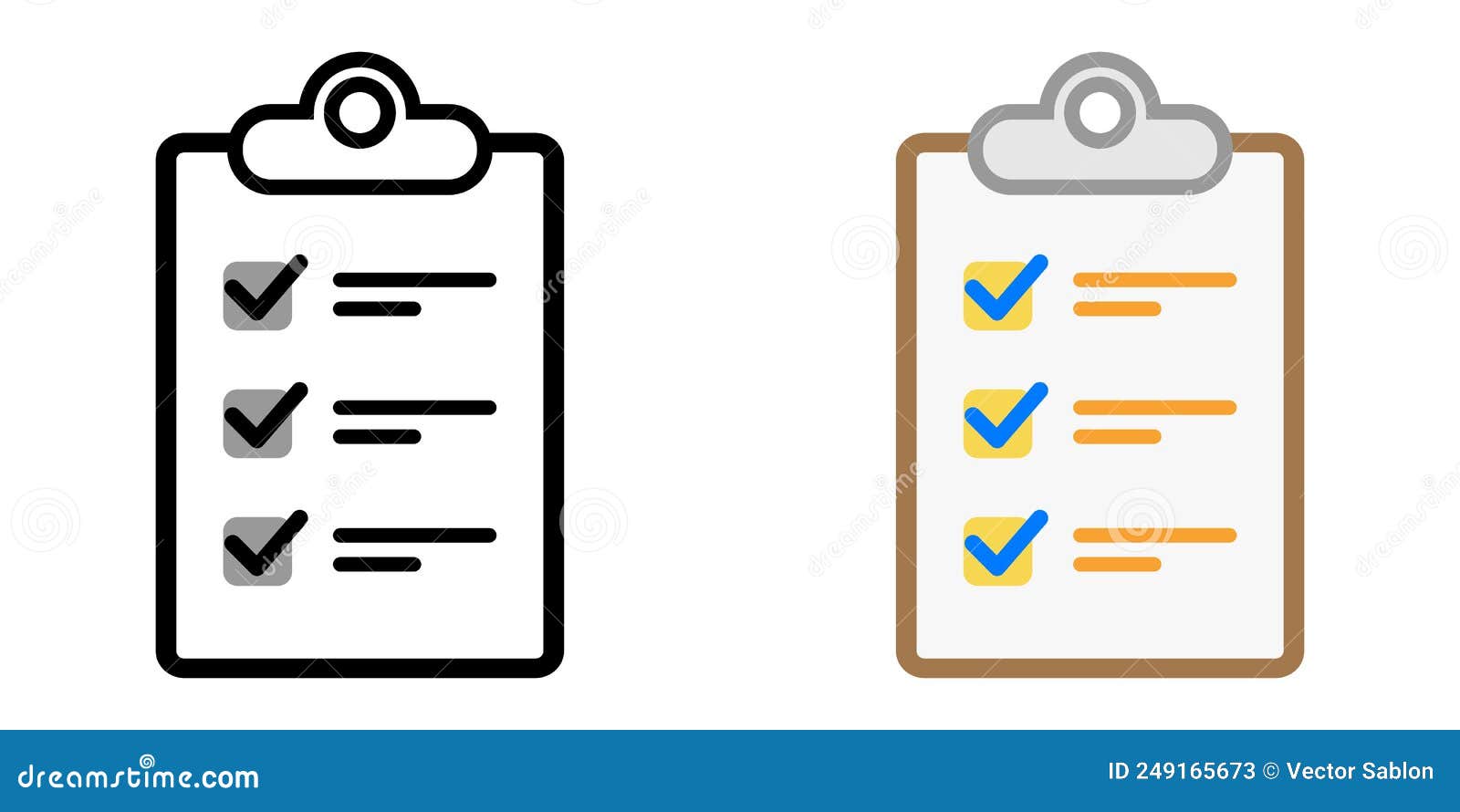 Two Colored and Black Checklists Cartoon Icon Stock Illustration ...