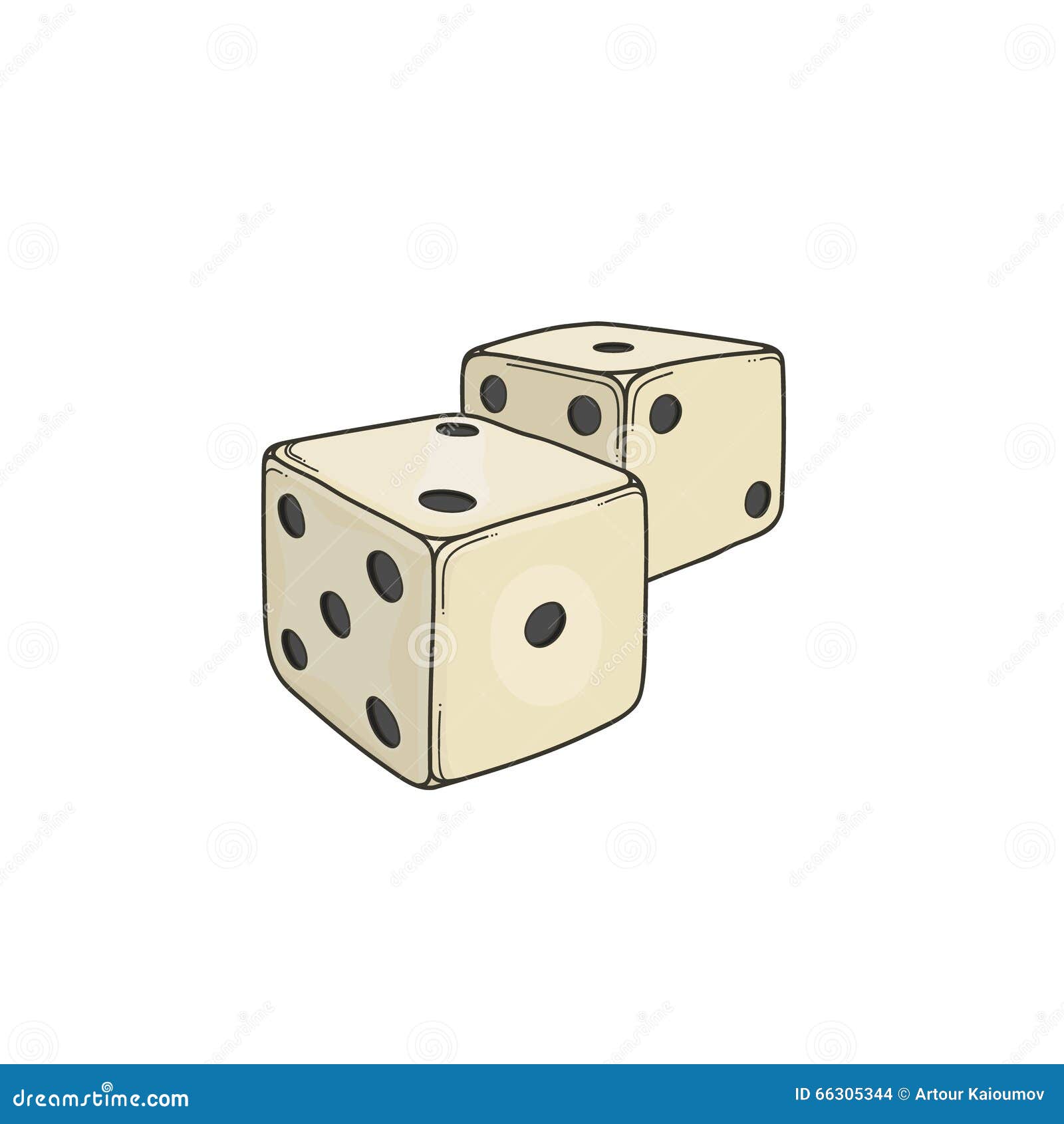 Two Colored Cartoon-style Dice Cubes Stock Vector - Illustration of ...