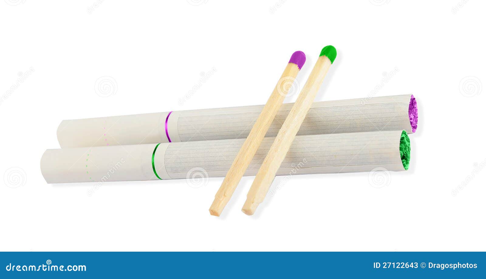 Two Colored Cigarettes and Two Colored Matches Stock Image - Image of ...