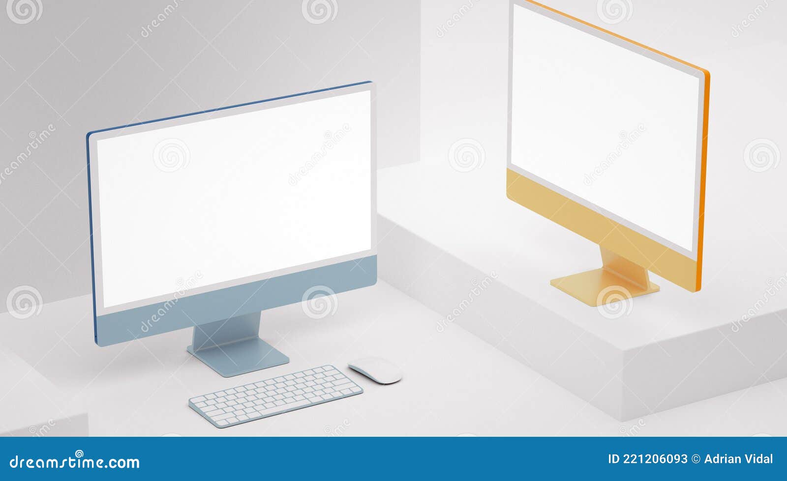 Row Of Pc Monitors 3d Rendering Lots Of Rows Of Simple Blank Black Pc ...