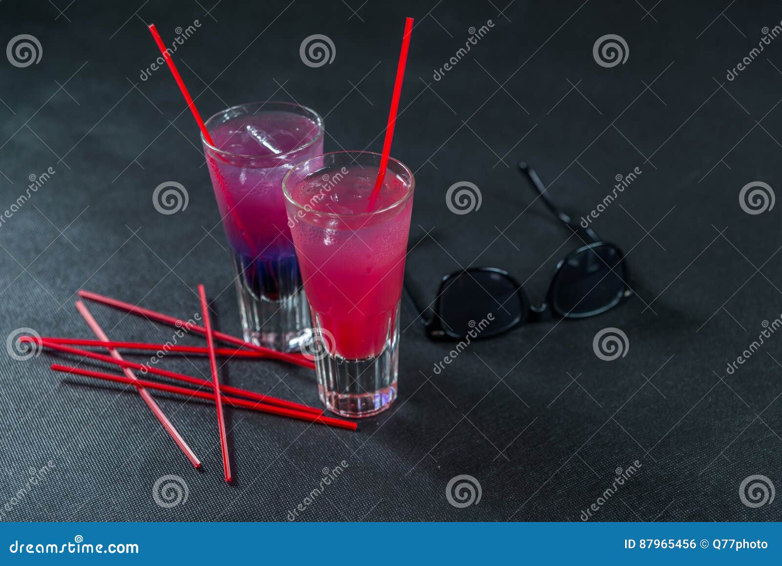 Two Colored Drinks, a Combination of Dark Blue with Purple, the Stock ...