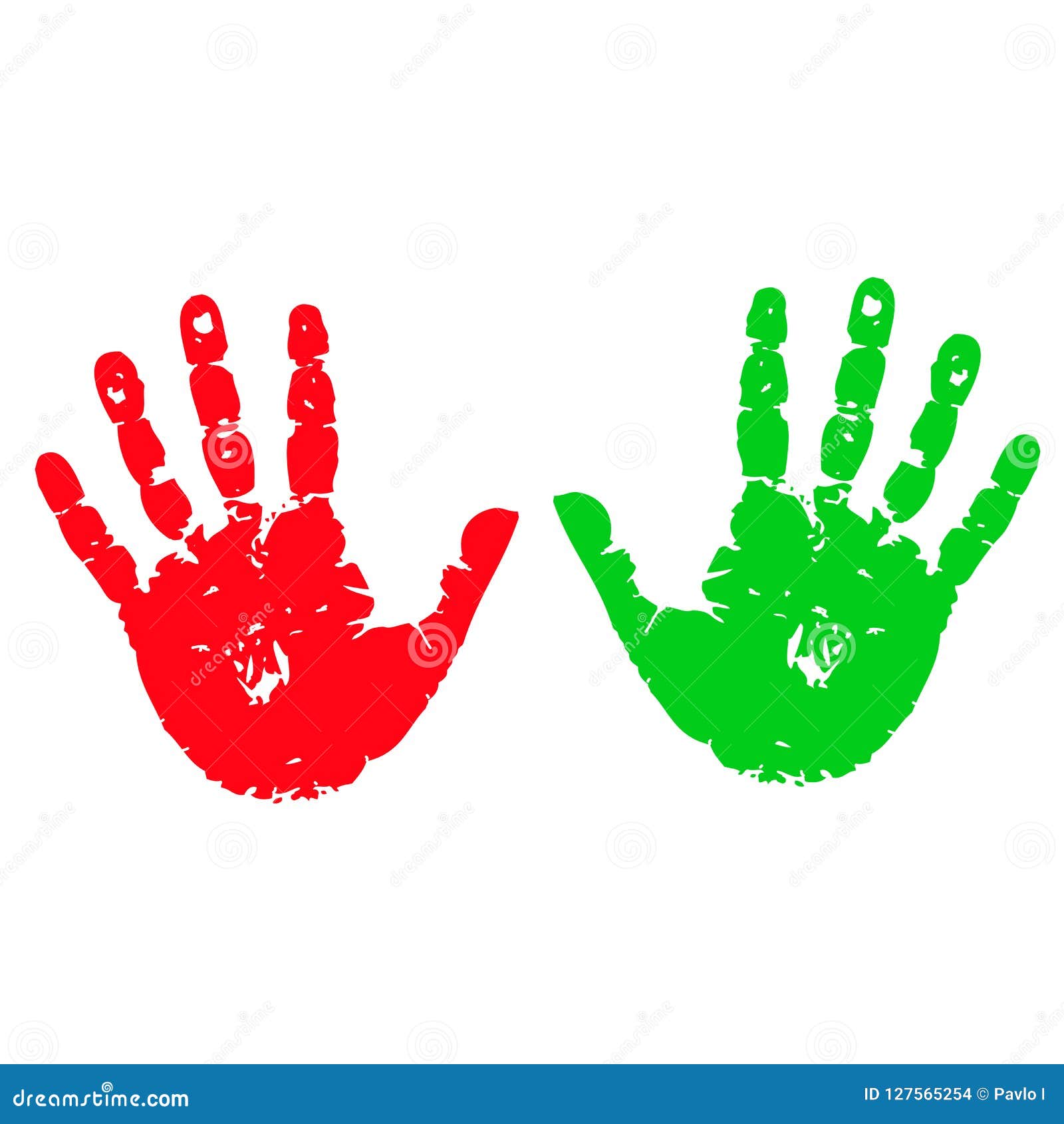 Two colored hands - stock vector. Illustration of creation - 127565254