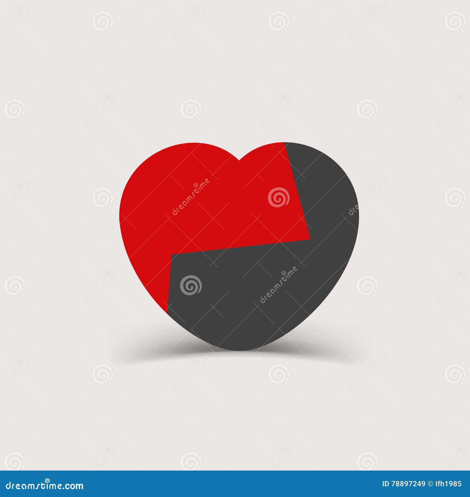 Two colored heart stock vector. Illustration of feelings - 78897249