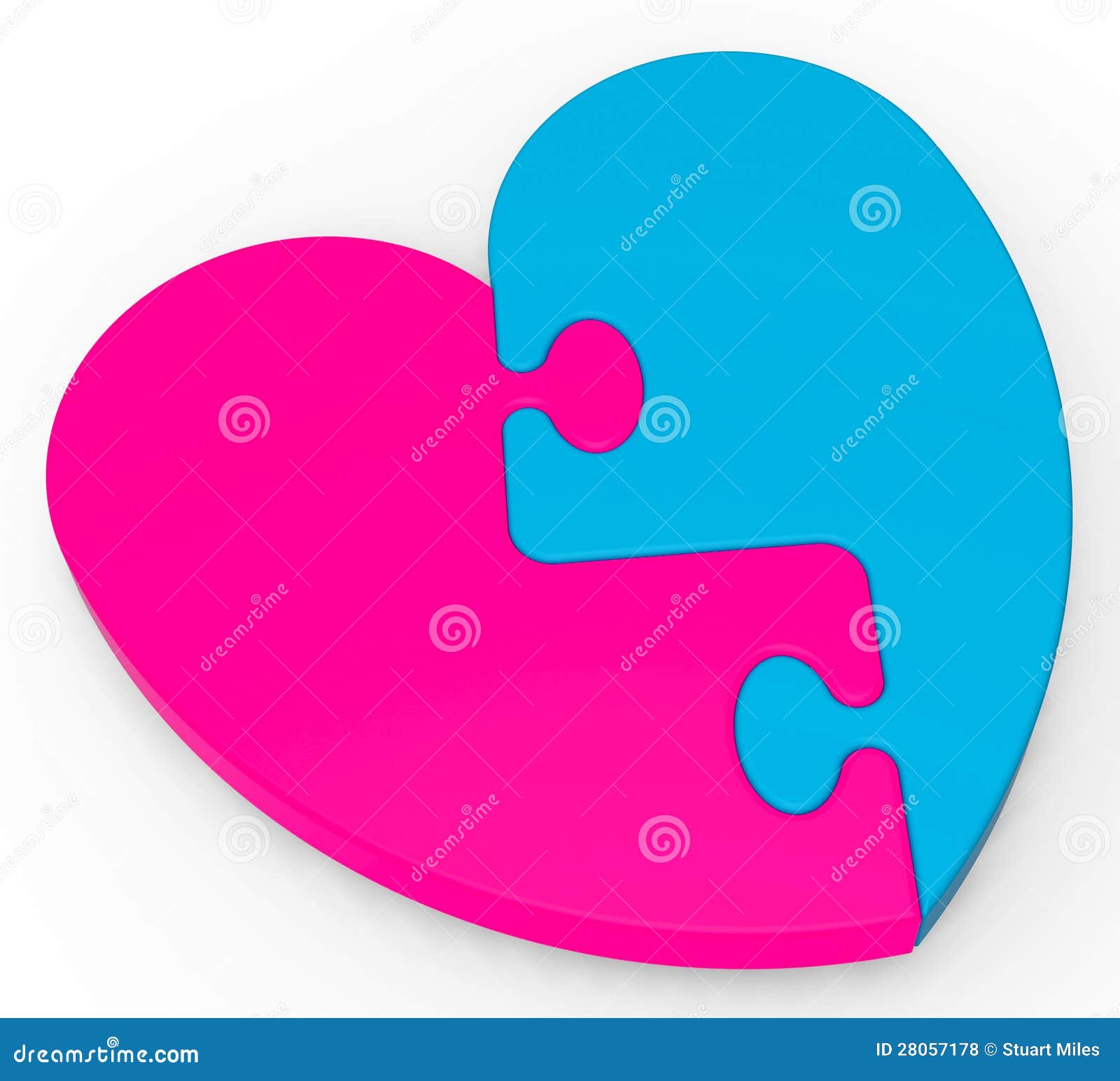 Two-Colored Heart Puzzle Shows Marriage Stock Illustration ...