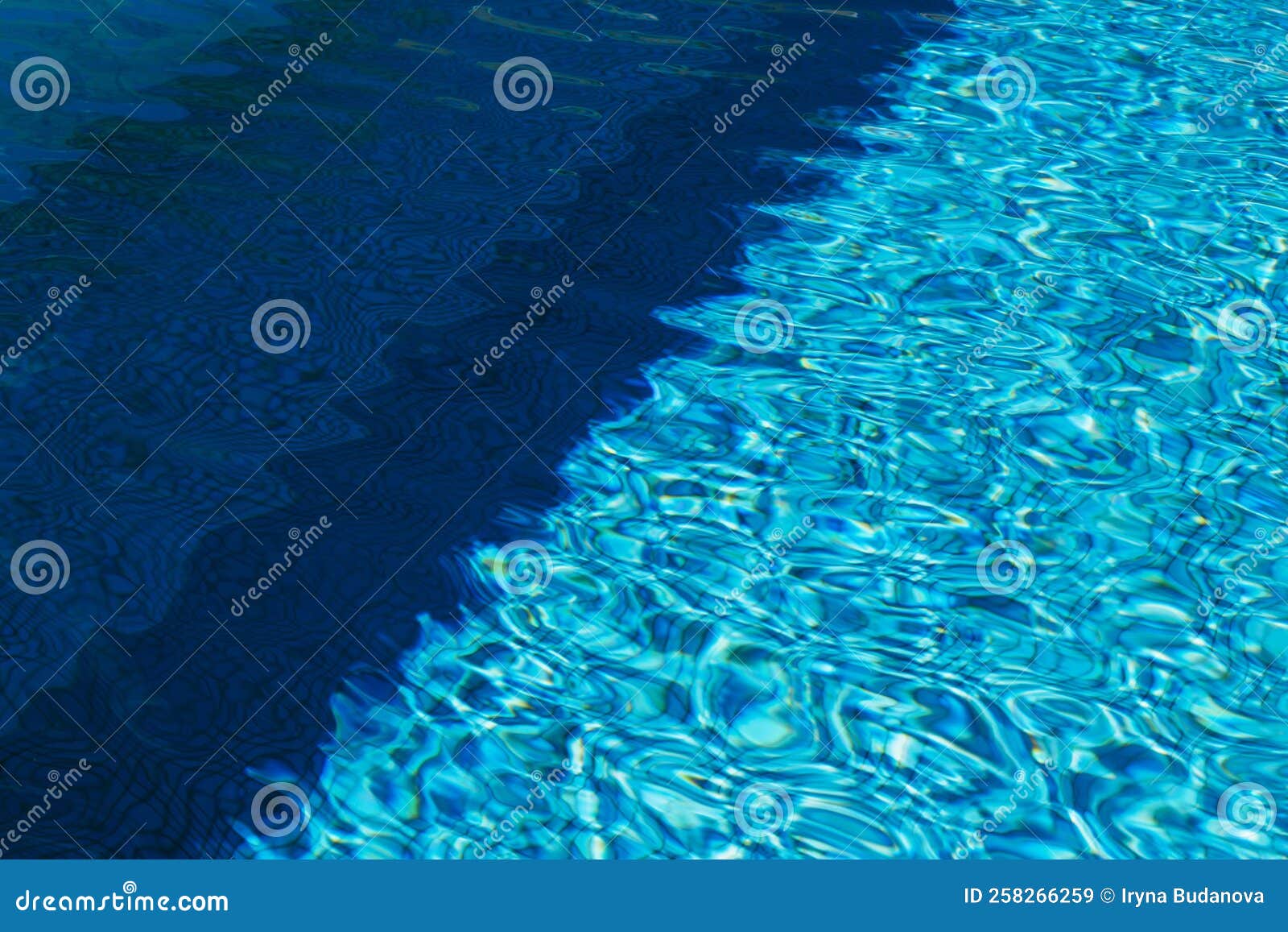 Two Colored Light and Dark Blue Water with Ripples and Sunny ...