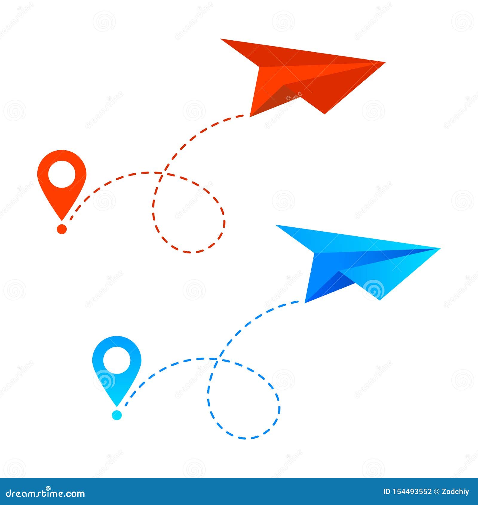 Two colored paper planes stock vector. Illustration of paper - 154493552