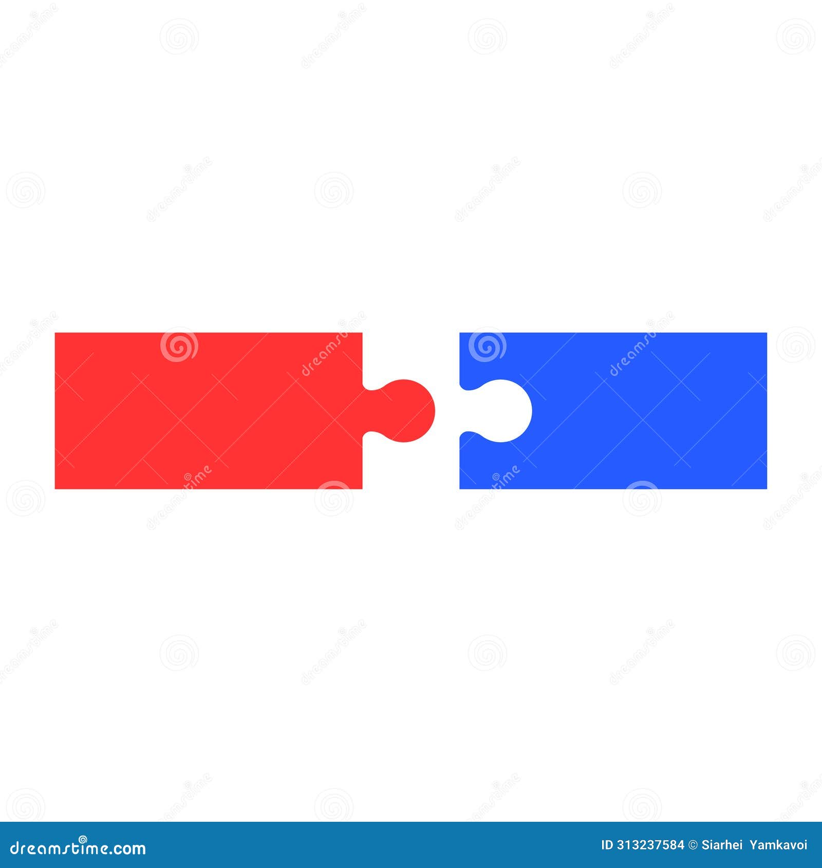 Two Colored Puzzle Pieces Joined Together. Stock Vector - Illustration ...