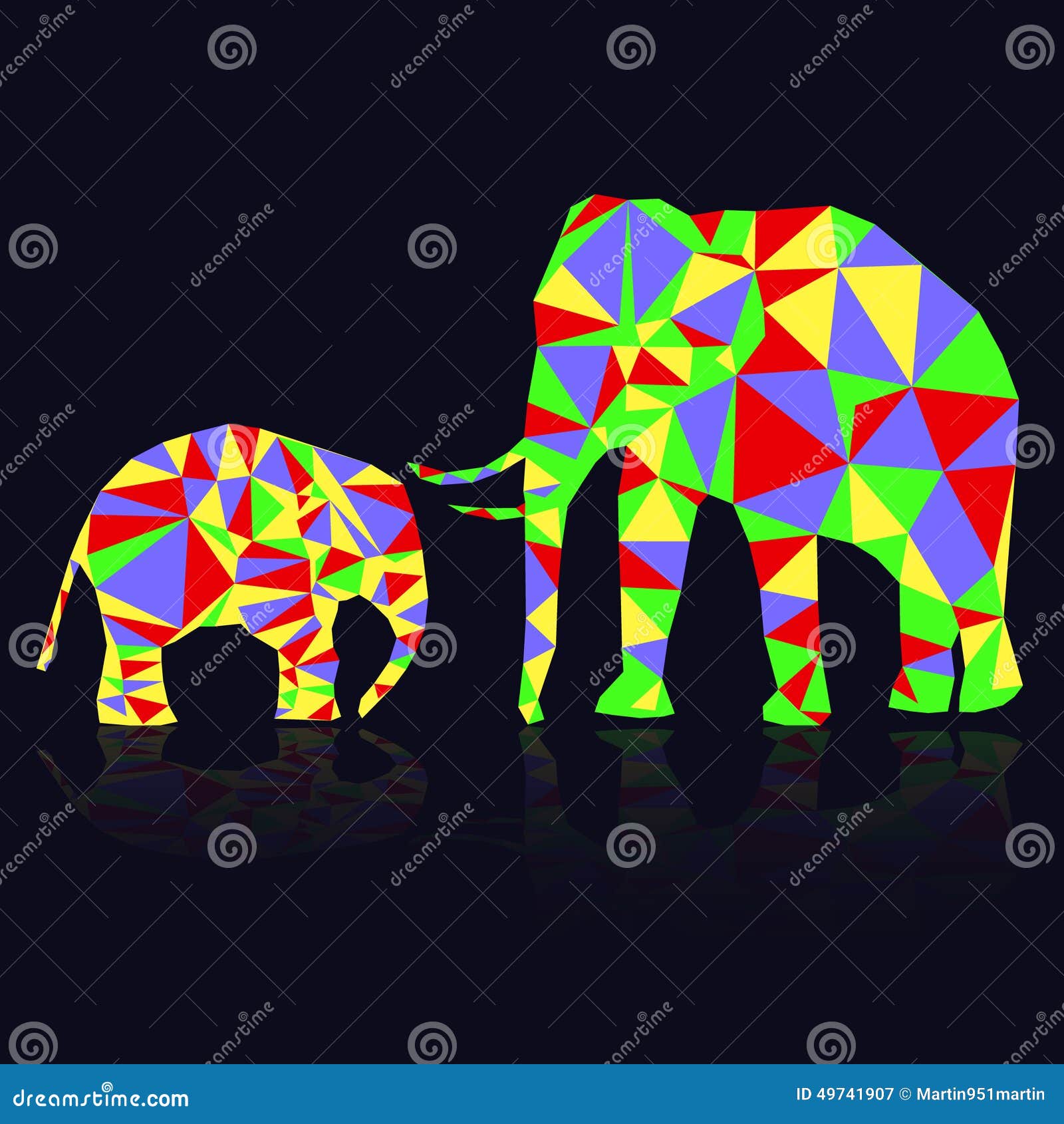 Two Colorful Abstract Elephants from Triangles Stock Vector ...