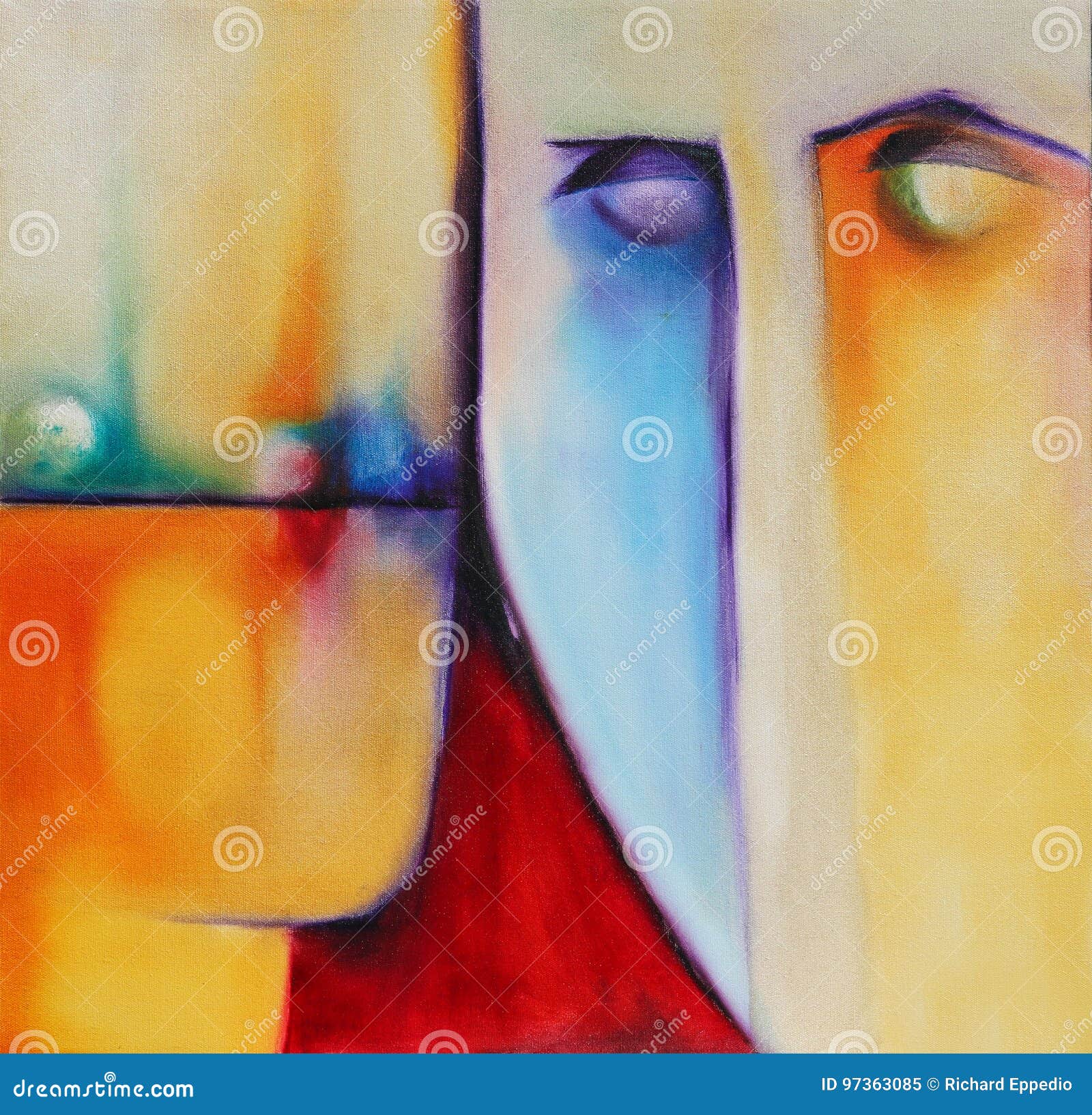 Two Colorful Abstract Surreal Faces Stock Illustration - Illustration ...