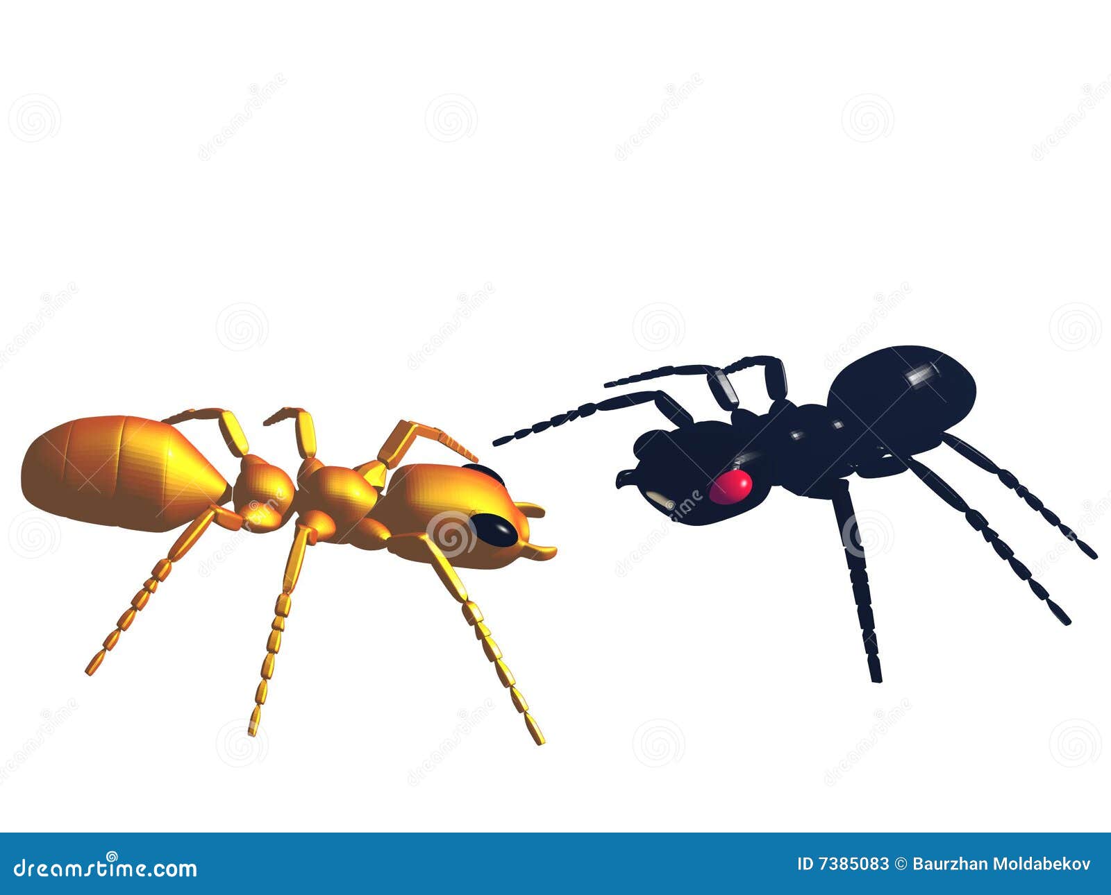 Two colorful ants on white stock illustration. Illustration of ...