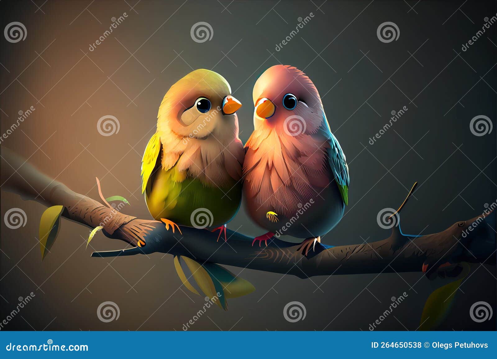 Two Colorful Birds Sitting on a Branch of a Tree Together Stock ...