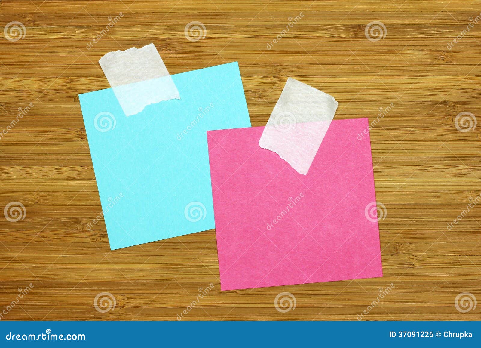 Two Colorful Blank Note Card on Wooden Texture Stock Photo - Image of ...