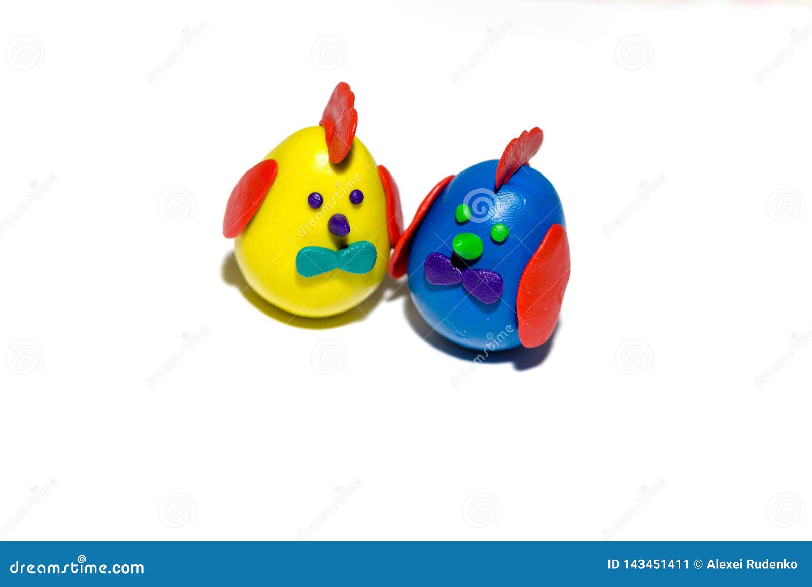 Two Colorful Flower Eggs are Made in the Shape of Small Plasticine ...