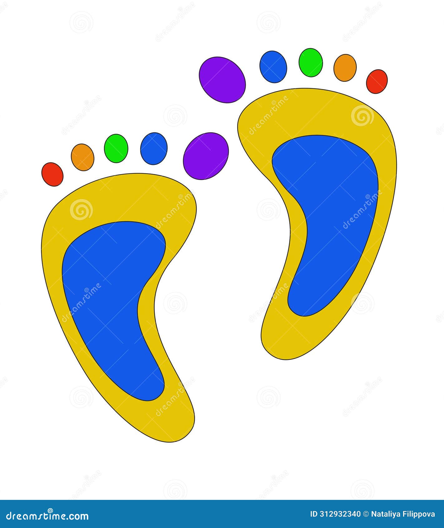 Two colorful footprints stock vector. Illustration of footprint - 312932340