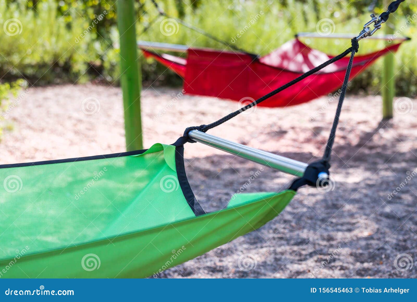 Two Colorful Hammocks Outside Stock Image - Image of sleep, colorful ...