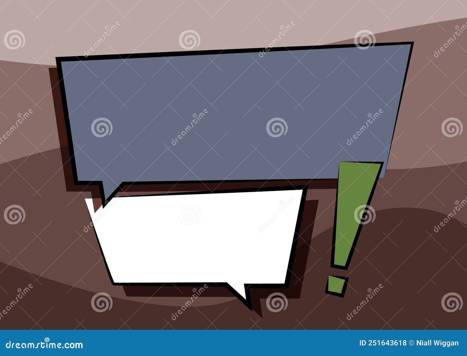 Two Colorful Overlapping Dialogue Box Drawing with Exclamation Mark ...