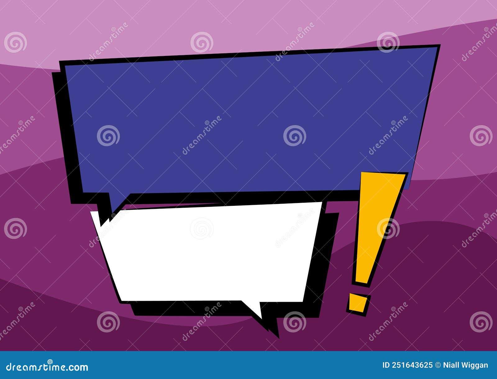 Two Colorful Overlapping Dialogue Box Drawing with Exclamation Mark ...