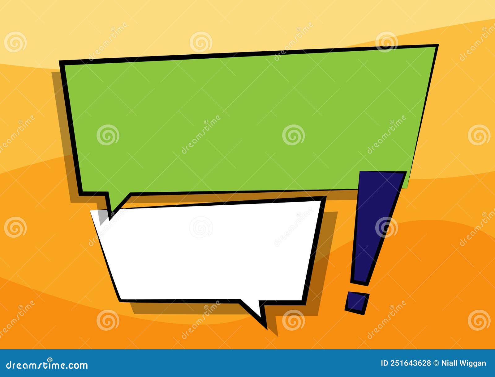 Two Colorful Overlapping Dialogue Box Drawing with Exclamation Mark ...